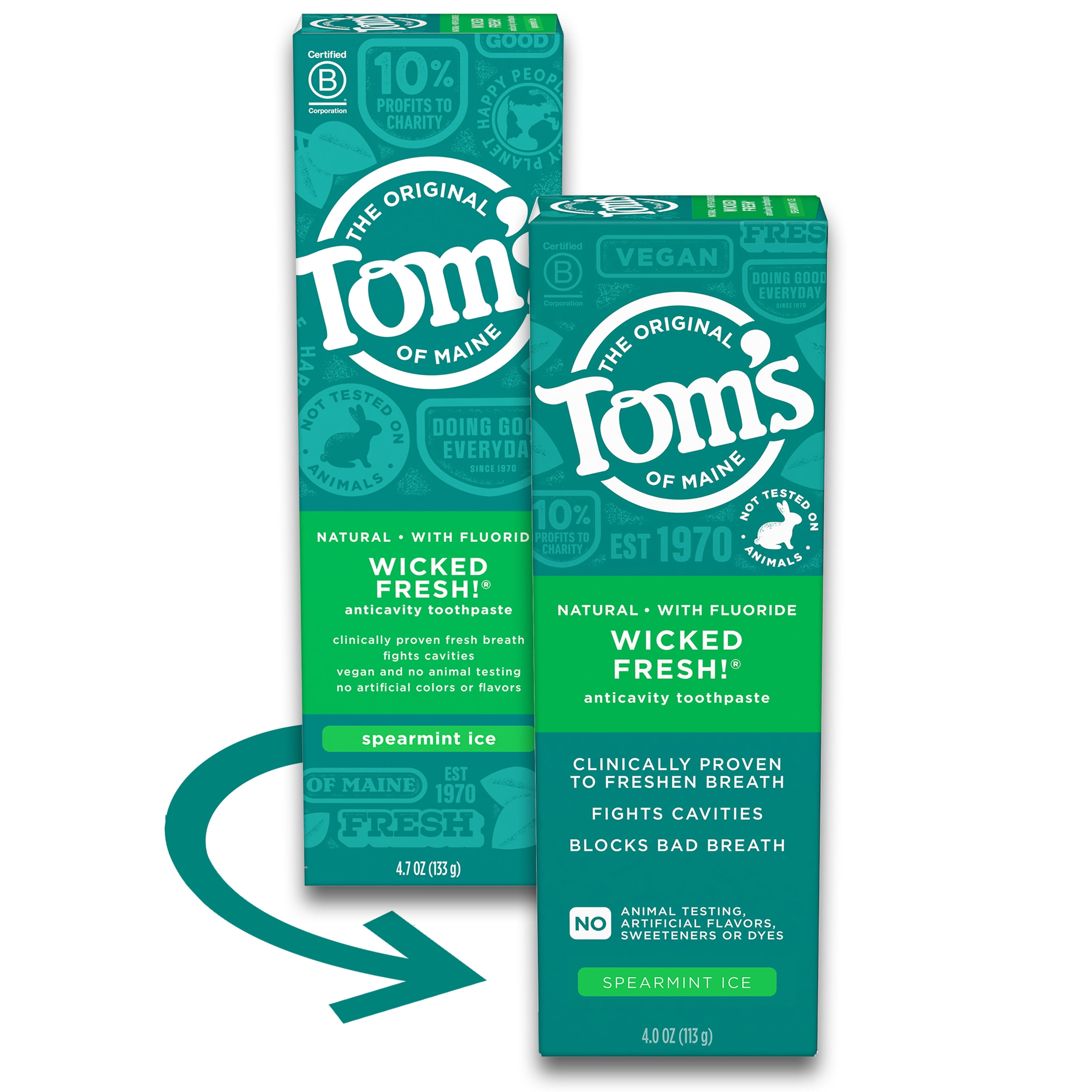 Tom’s of Maine Wicked Fresh Natural Fluoride Toothpaste, Spearmint Ice ...