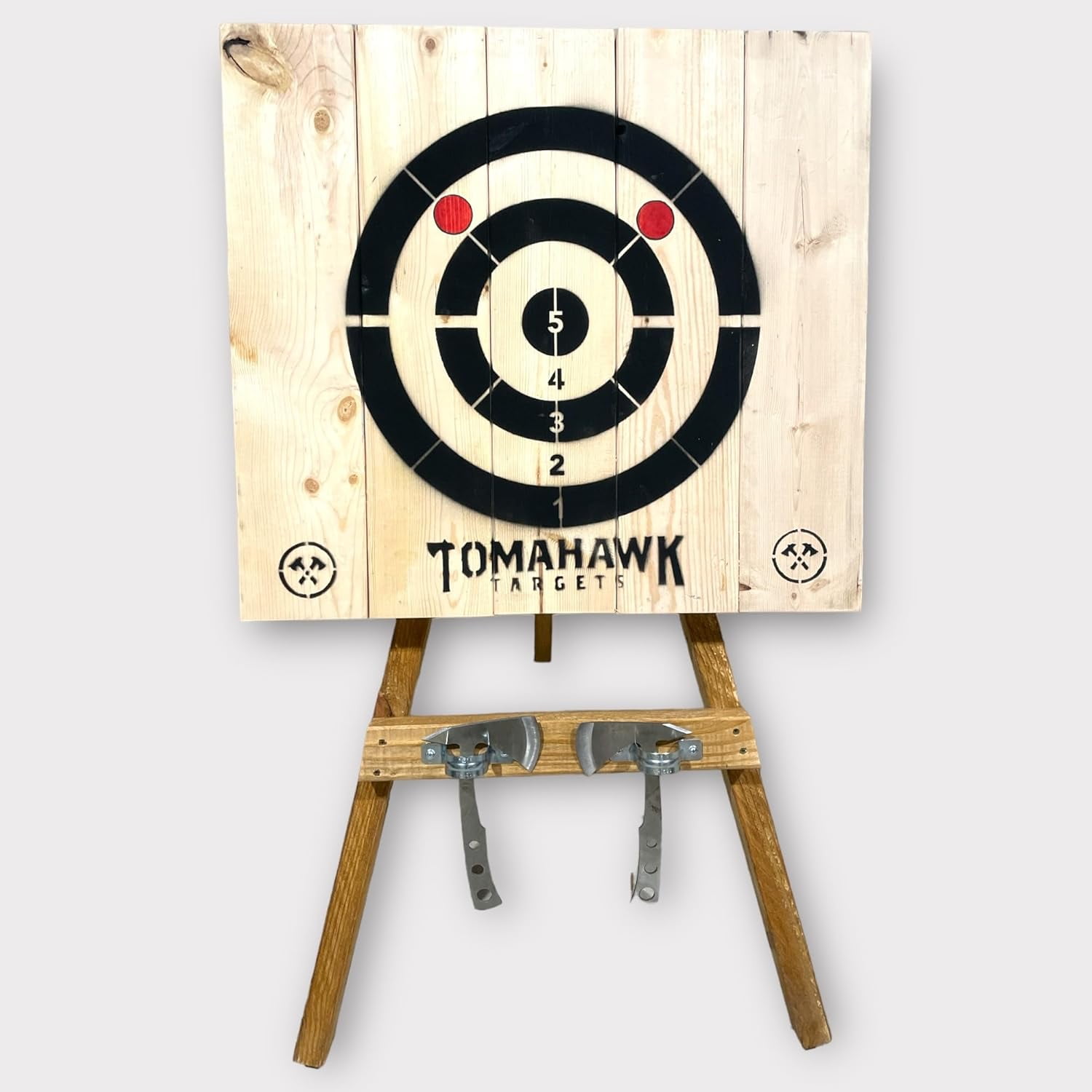 Tomahawk Targets - Large 4 Ring Wooden Axe and Knife Throwing Tripod ...