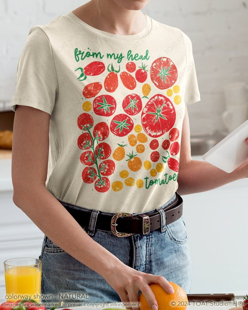 Tomato Blockprint II Unisex T-Shirt, Tomato Humor, Tomato Fruit ...
