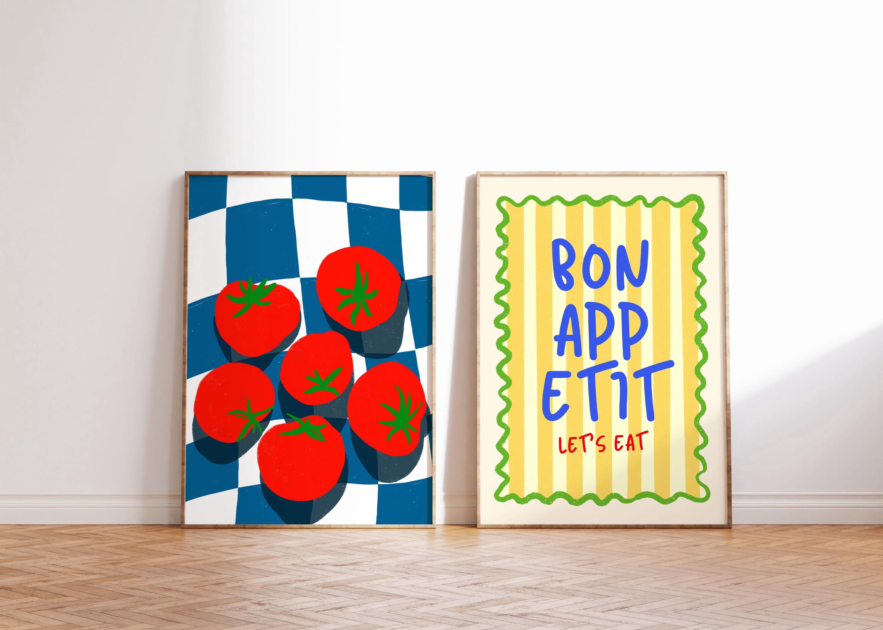 Tomato & Bon Appetit Kitchen Art Prints Set 2 - Walmart.com