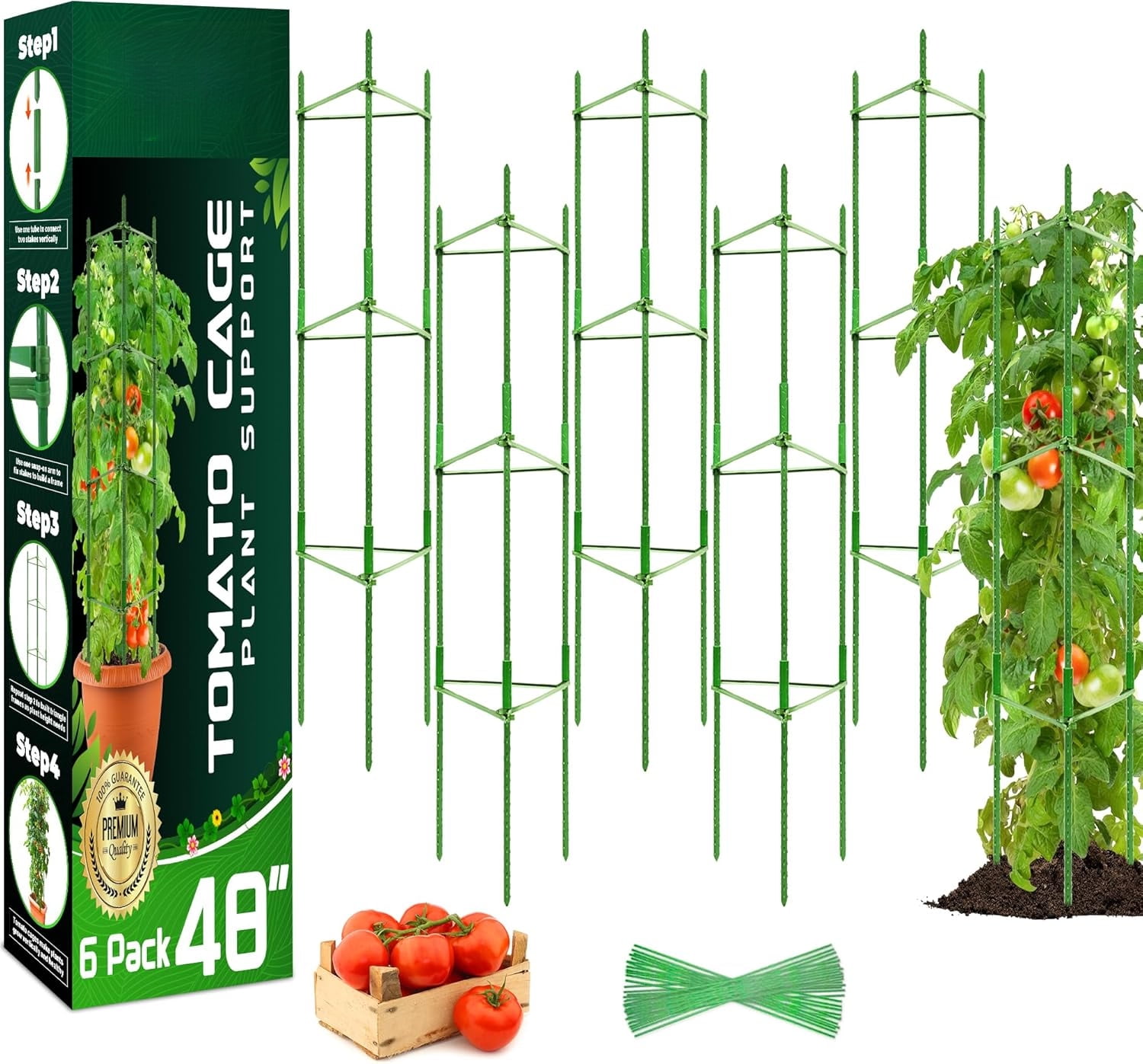 Tomato Cage for Garden Plant Support- Up to Garden Stakes Tomato Cage ...