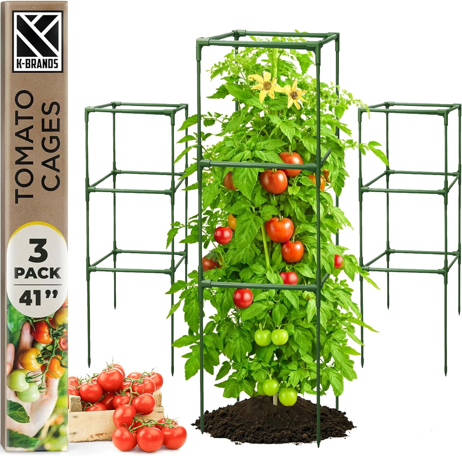 Tomato Cage Square - Large Trellis Stakes and Plant Support Structures ...