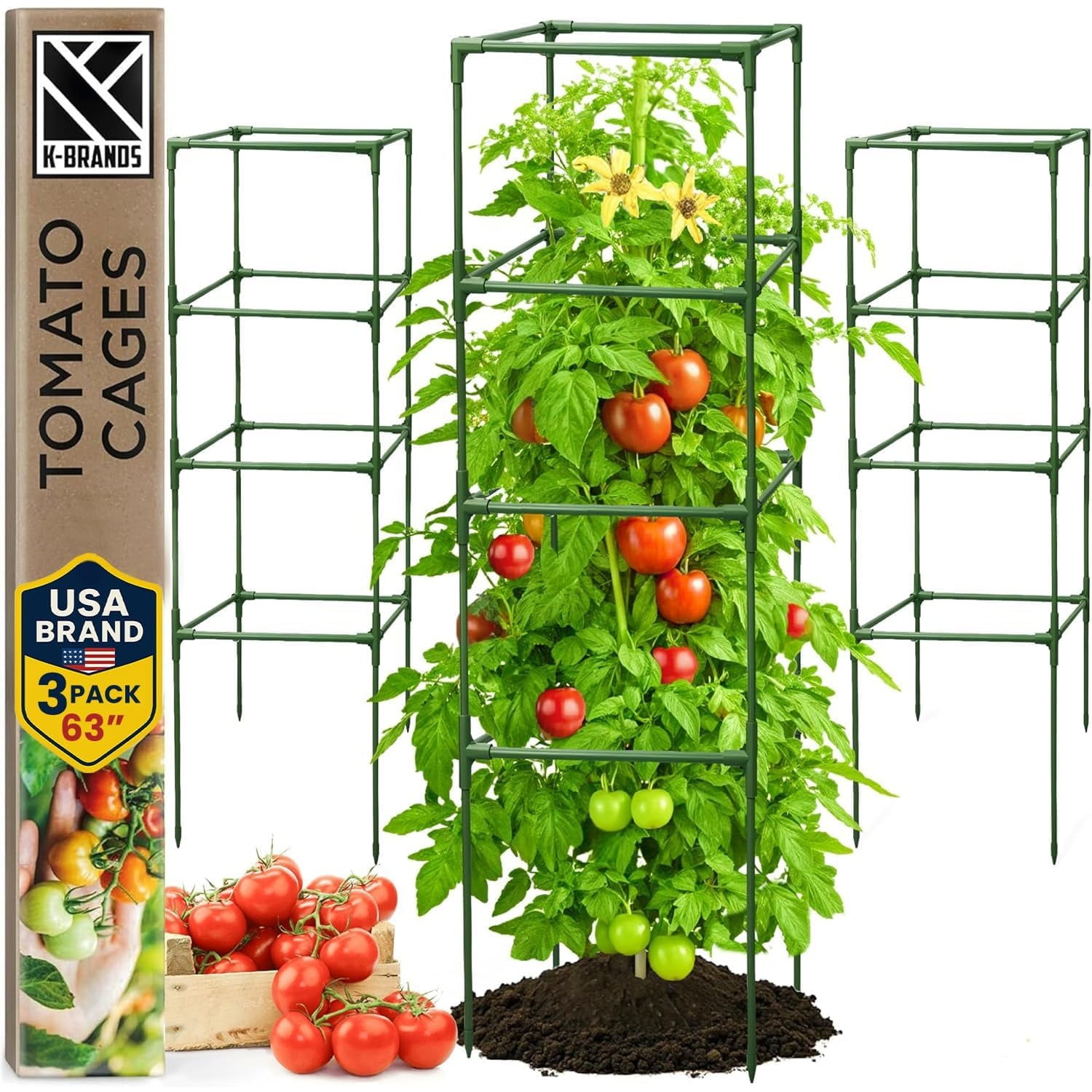Tomato Cage Square - Large Trellis Stakes and Plant Support Structures ...