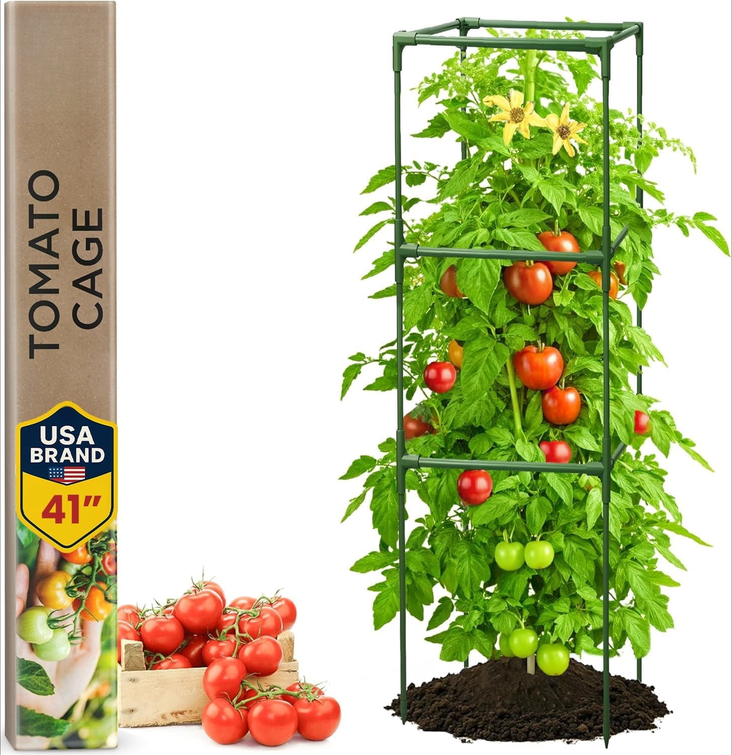 Tomato Cage Square - Large Trellis Stakes and Plant Support Structures ...