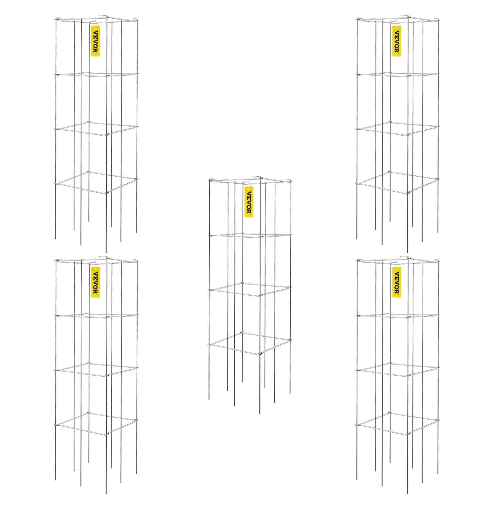 Tomato Cages, 11.8" x 11.8" x 46.1", 5 Packs Square Plant Support Cages ...