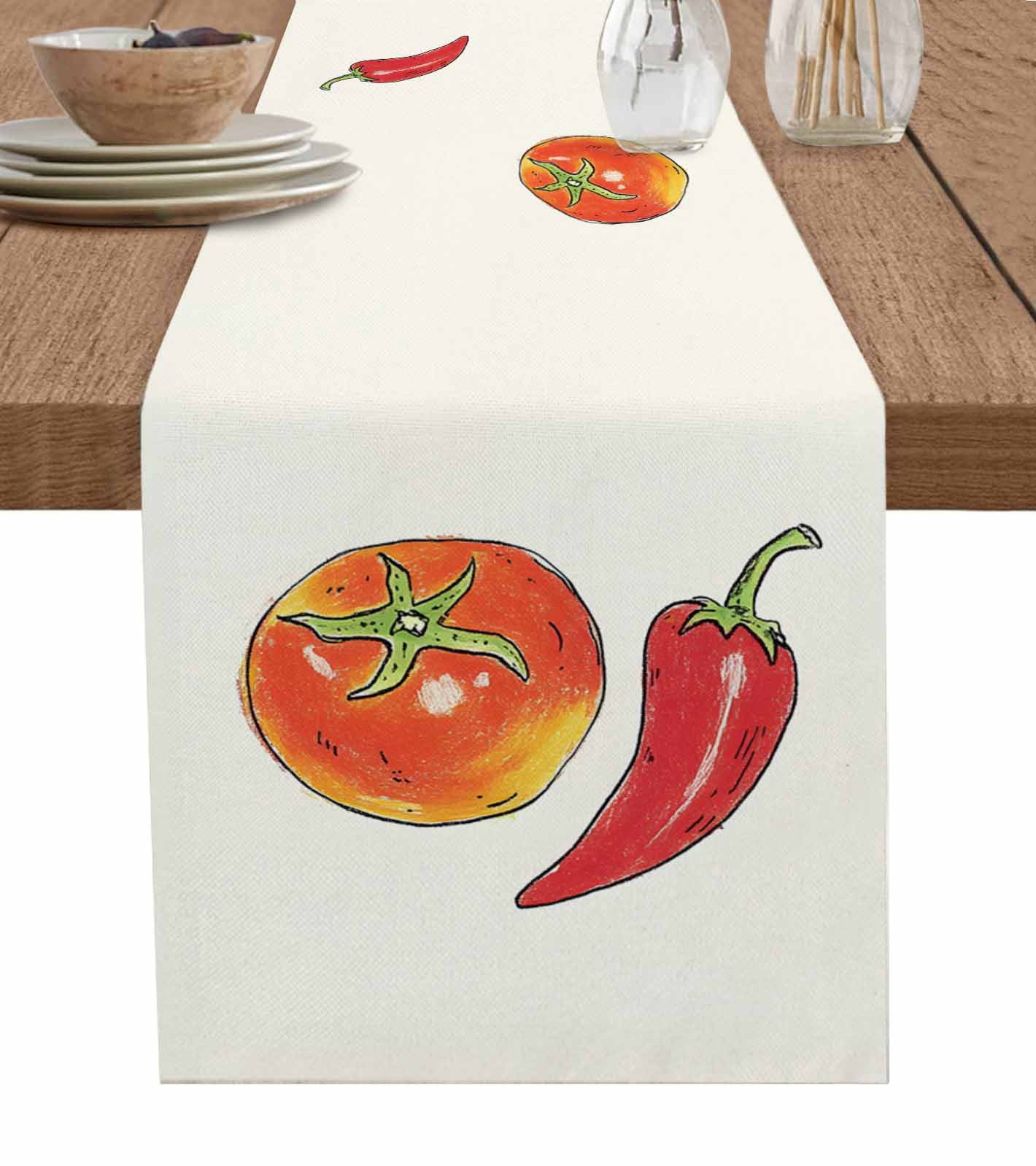 Tomato Carrot Table Runner 72 Inches, Watercolor Vegetable Modern Art ...