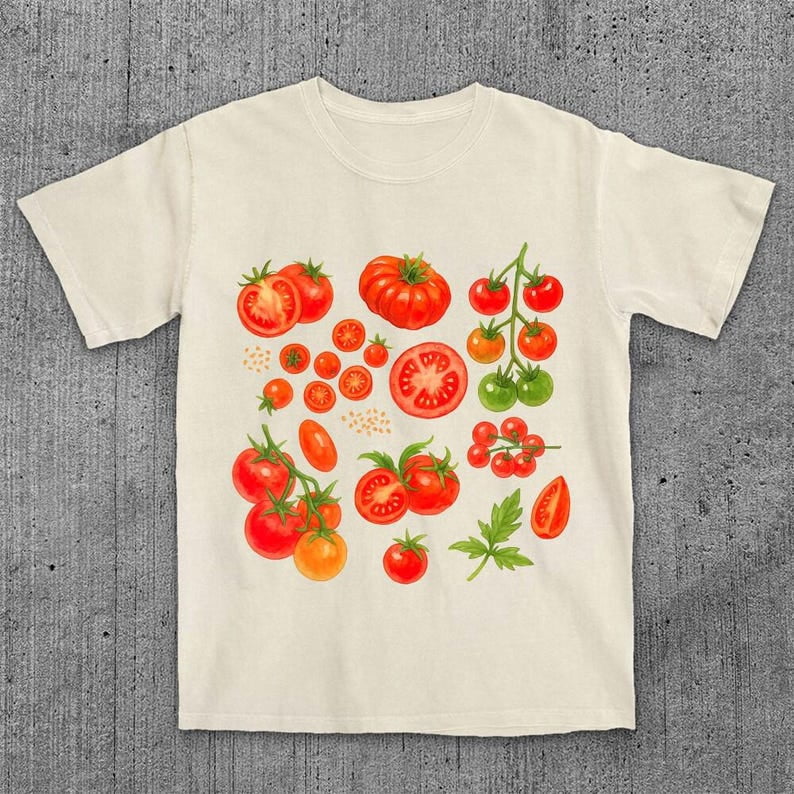Tomato Graphic Shirt – Heirloom Tomato Illustration, Cute Garden Veggie ...