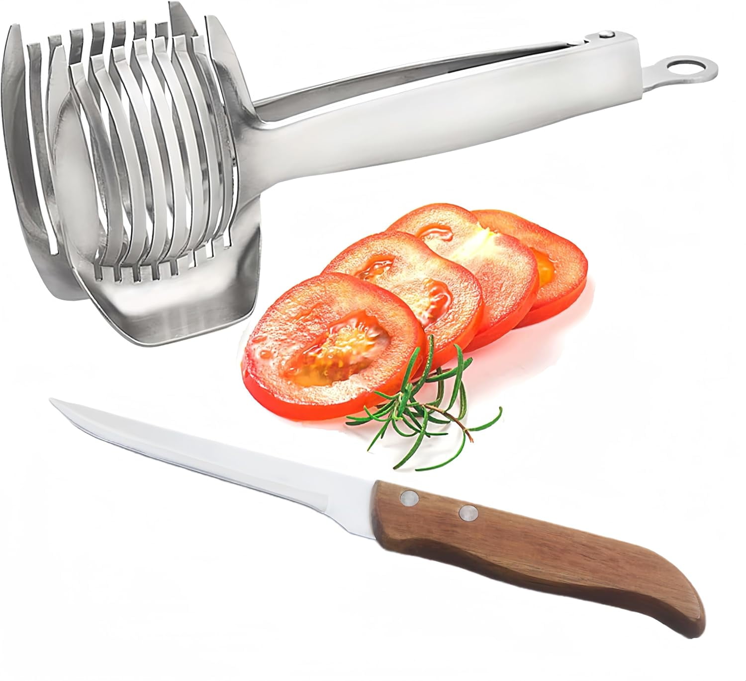 Tomato Lemon Slicer with Tomato Knife Set,Handheld Even Slicing Guide ...