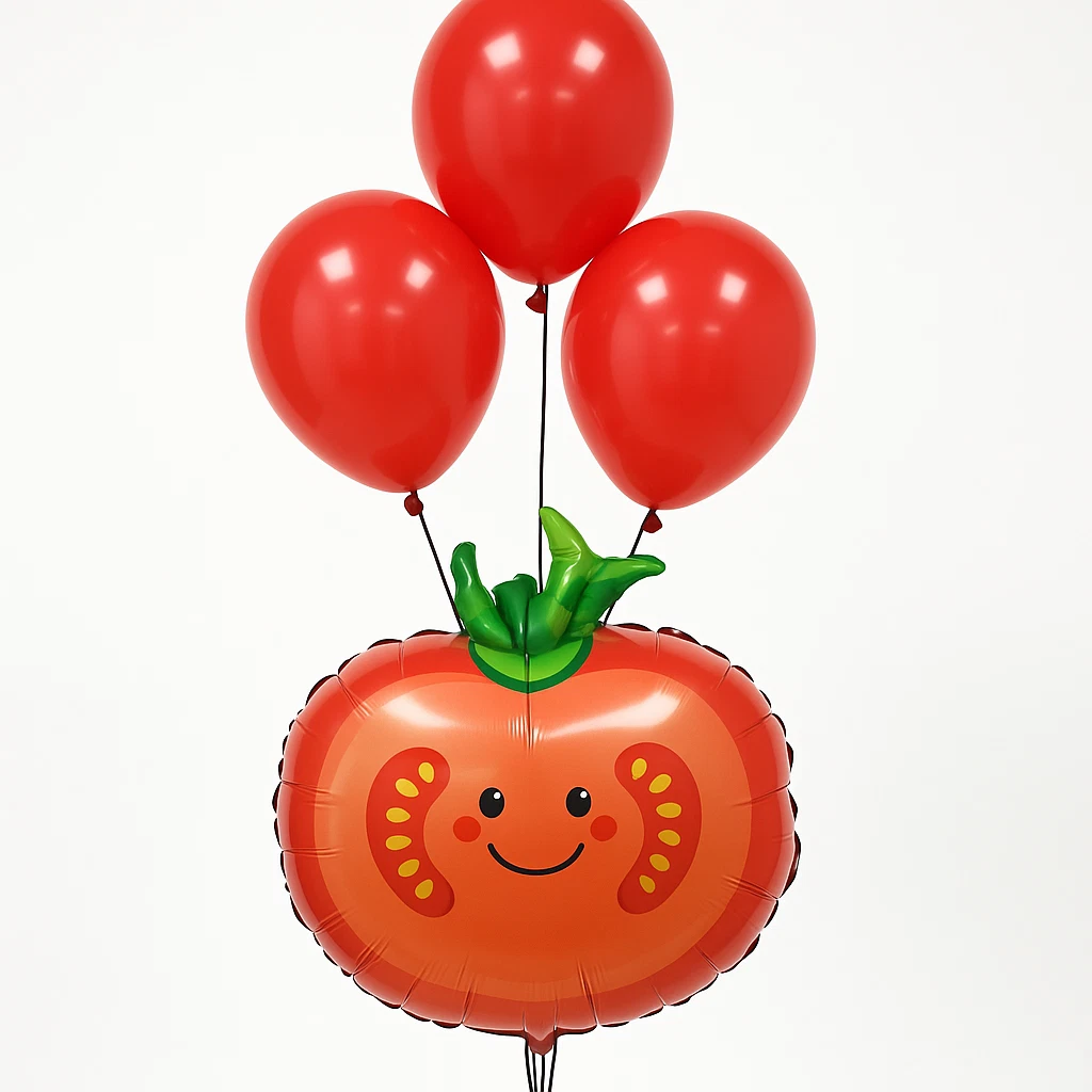 Tomato Party Balloon Bouquet Set Kids Birthday Red Green Balloons ...