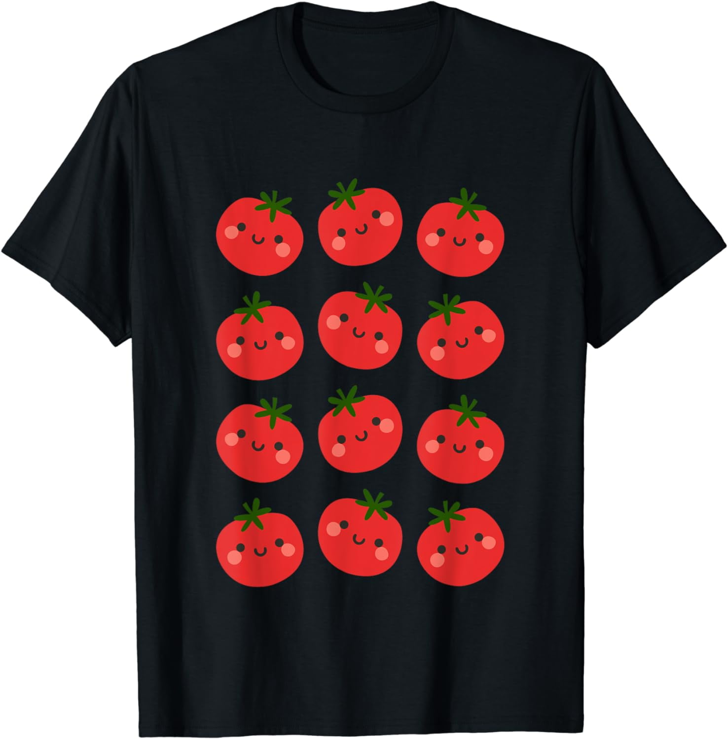 Tomato Pattern Cute Happy Tomato Fruit for Vegans Fruitarian T-Shirt ...