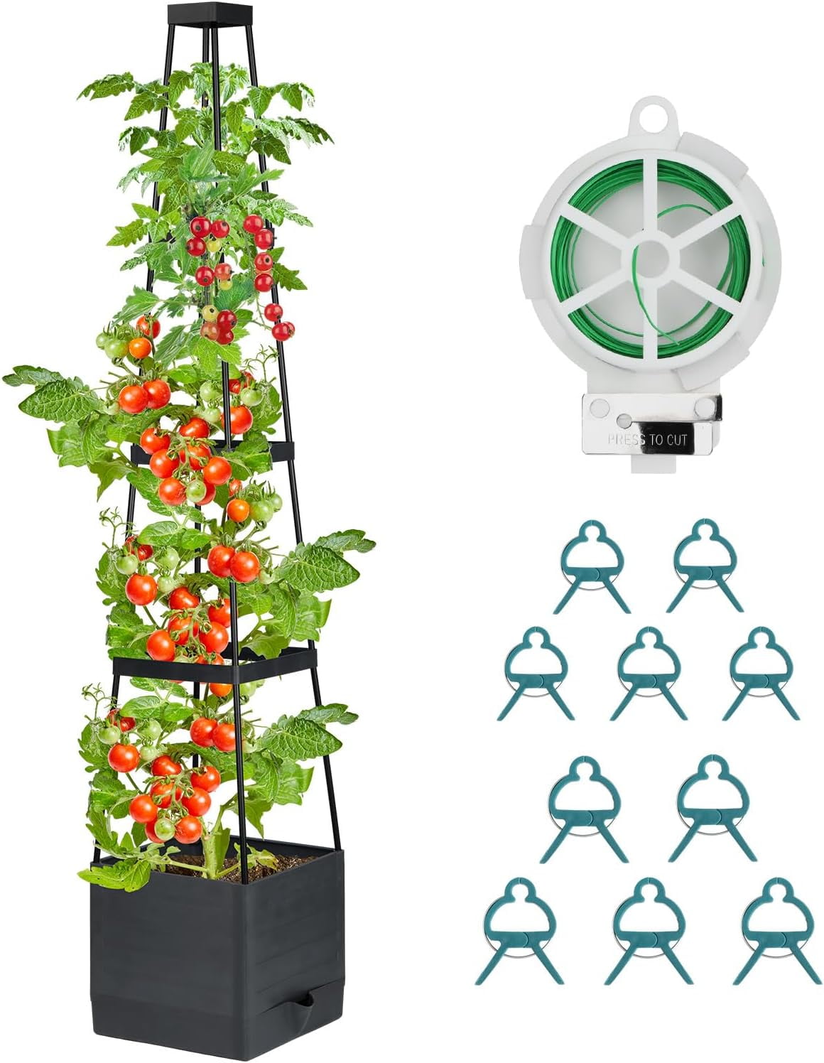 Tomato Planter Box with Trelli, Self Watering Tomato Planter, Square ...