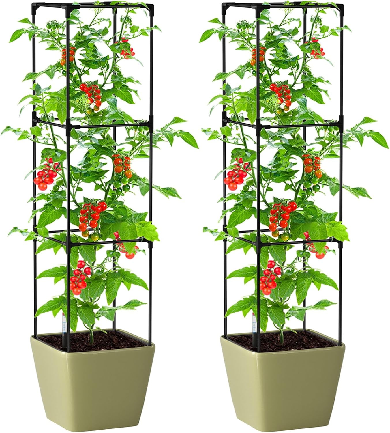 Tomato Planter Box with Trellis, Self Watering Rolling Raised Garden ...