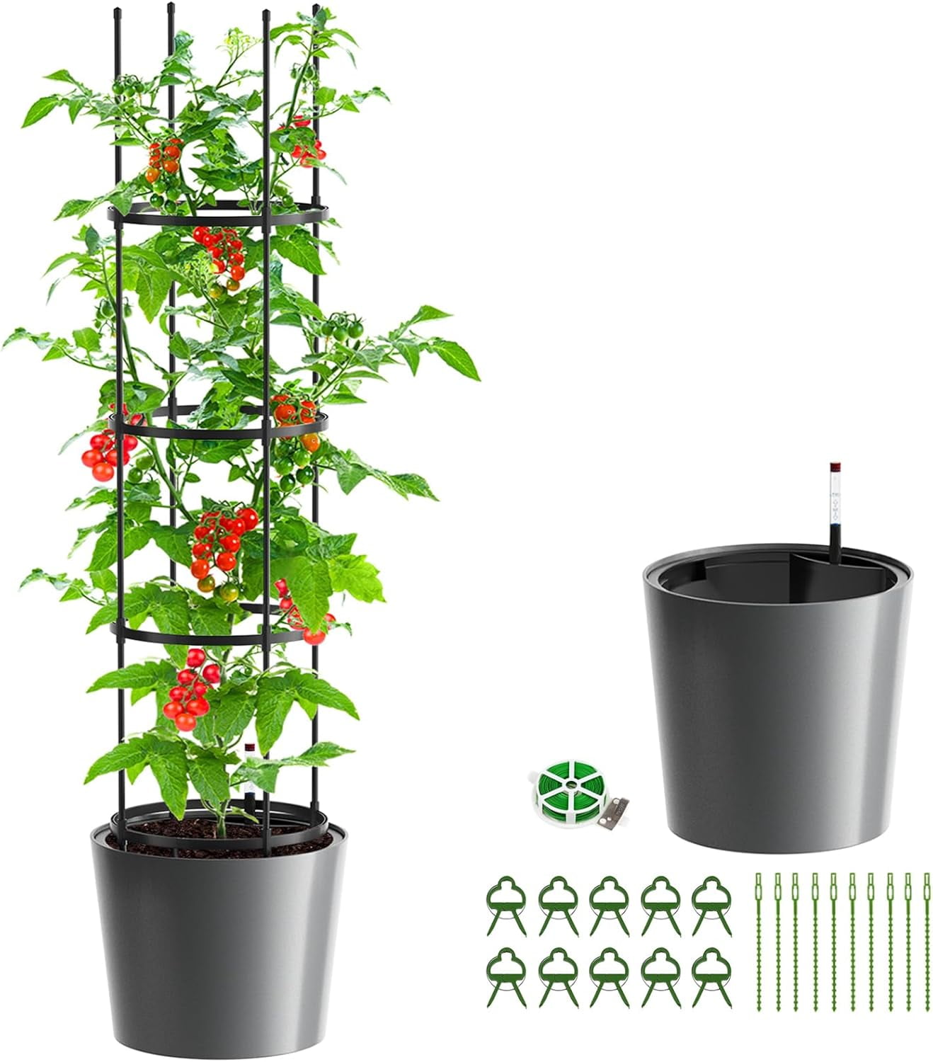 Tomato Planter Box with Trellis, Self Watering Rolling Raised Garden ...