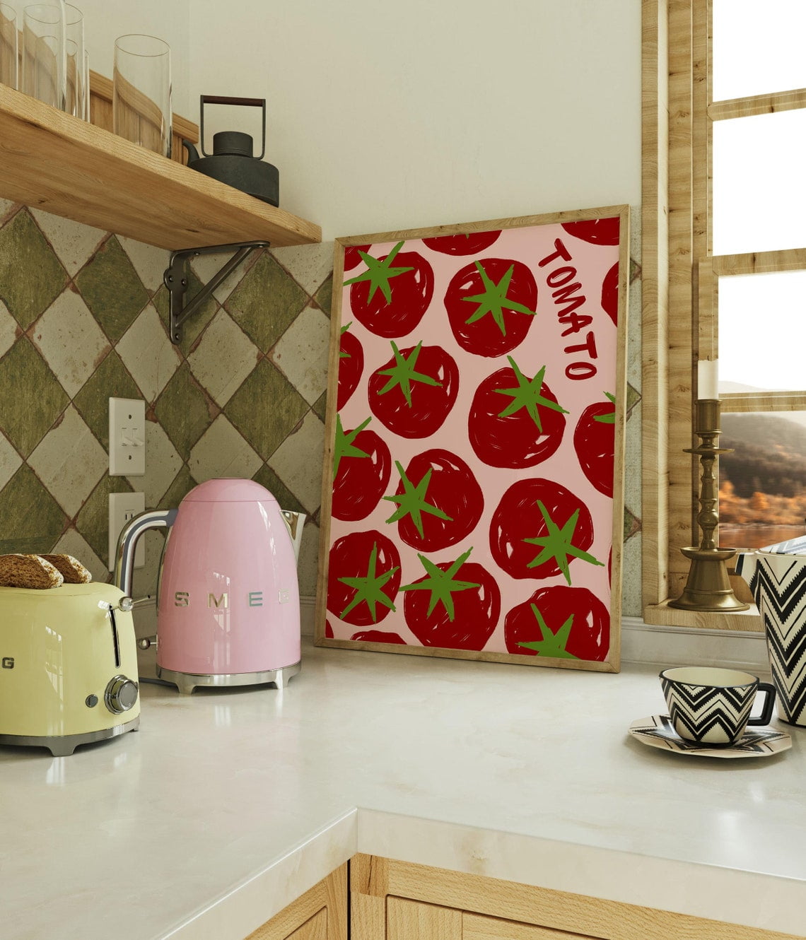 Tomato Poster, Retro Food Art Print, Trendy Tomato Poster, Eclectic ...