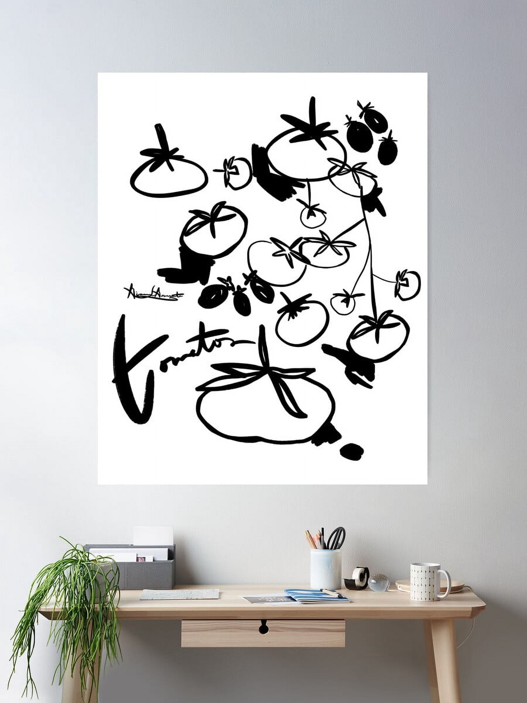 Tomato Print - - Minimalist - Black And White Poster Wall Art Modern ...