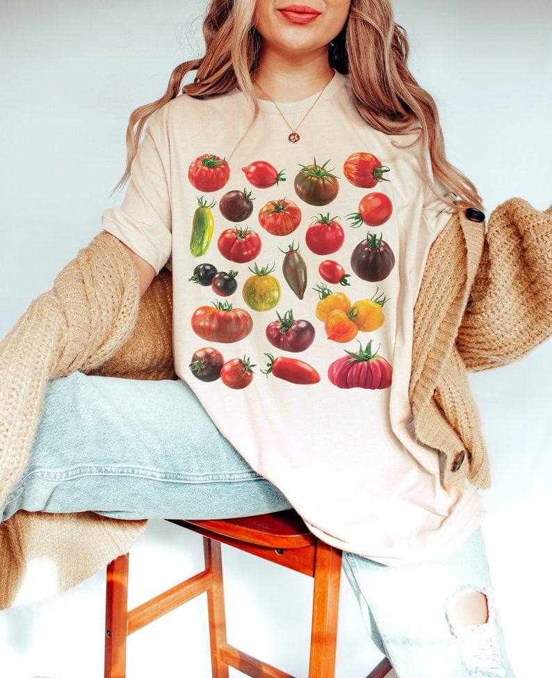 Tomato Shirt Fruit Shirt Botanical Shirt Cottagecore Clothing Vegan ...