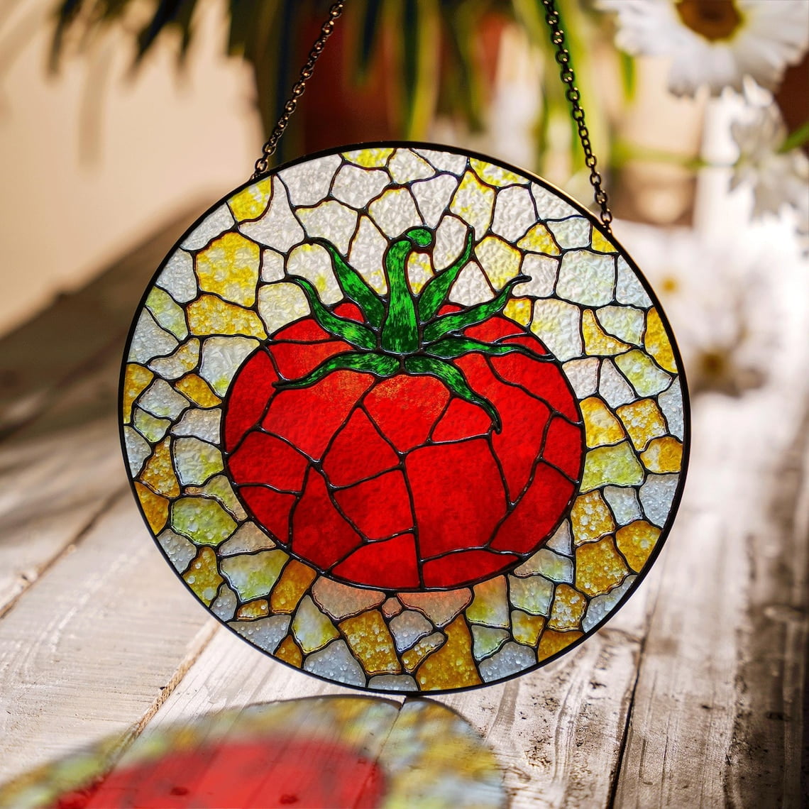 Tomato Stained Glass Window Hanging Garden Kitchen Suncatcher Gift for ...