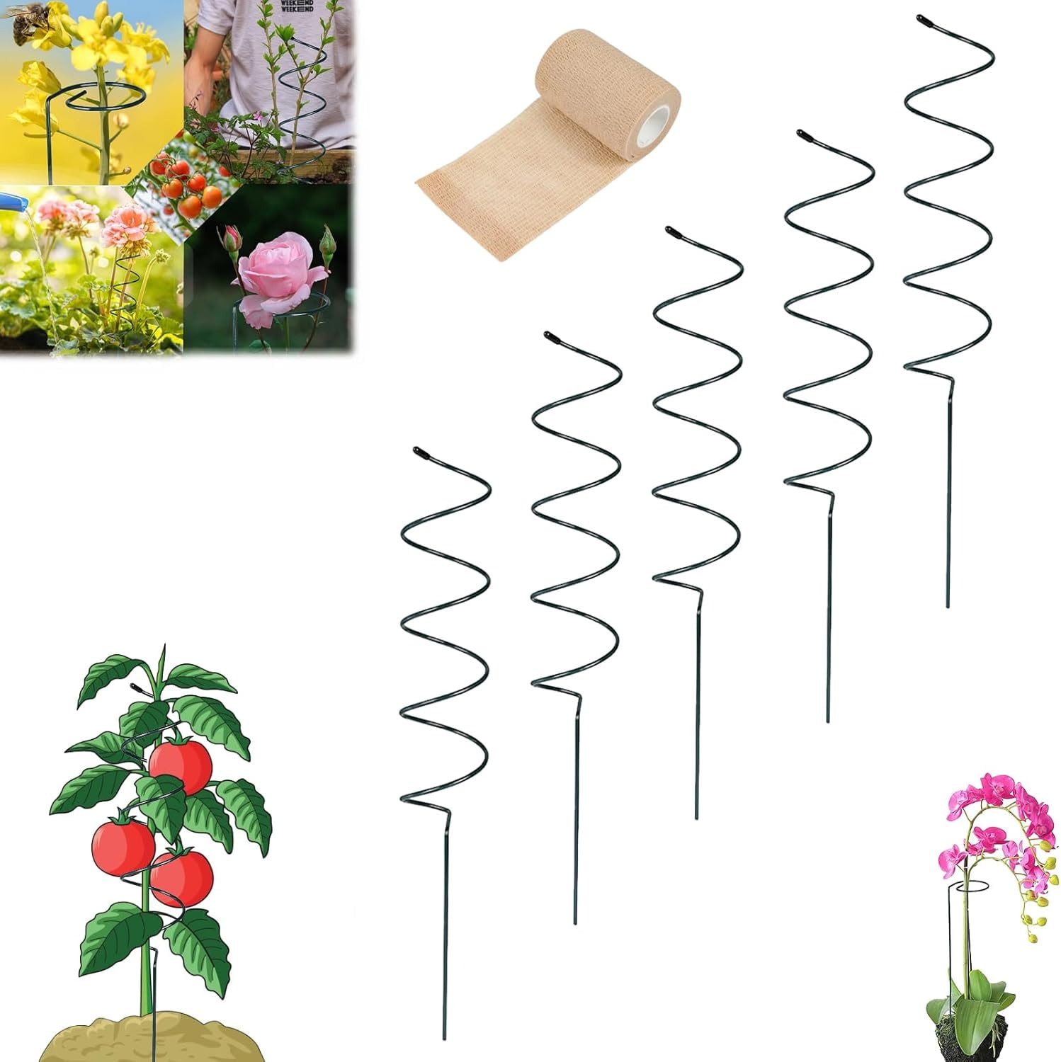 Tomato Twist Stake, Plant Support Stakes Spiral Tomato Cages Climbing ...