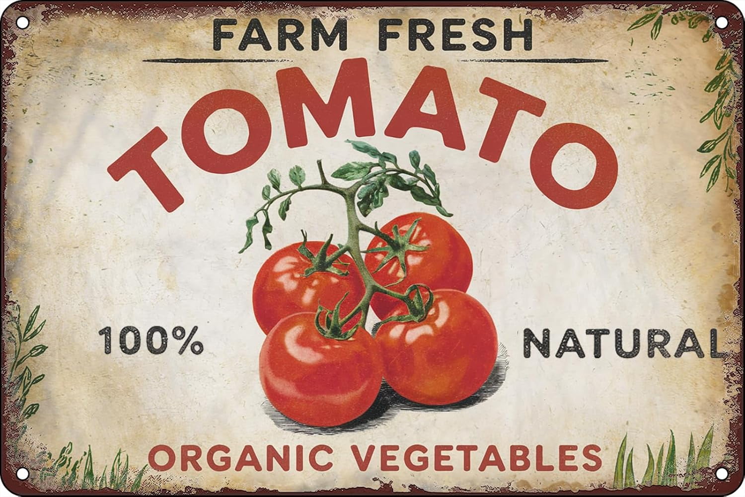 Tomato Vintage Metal Tin Sign Farm Fresh Tomato 100% Naturel Organic ...