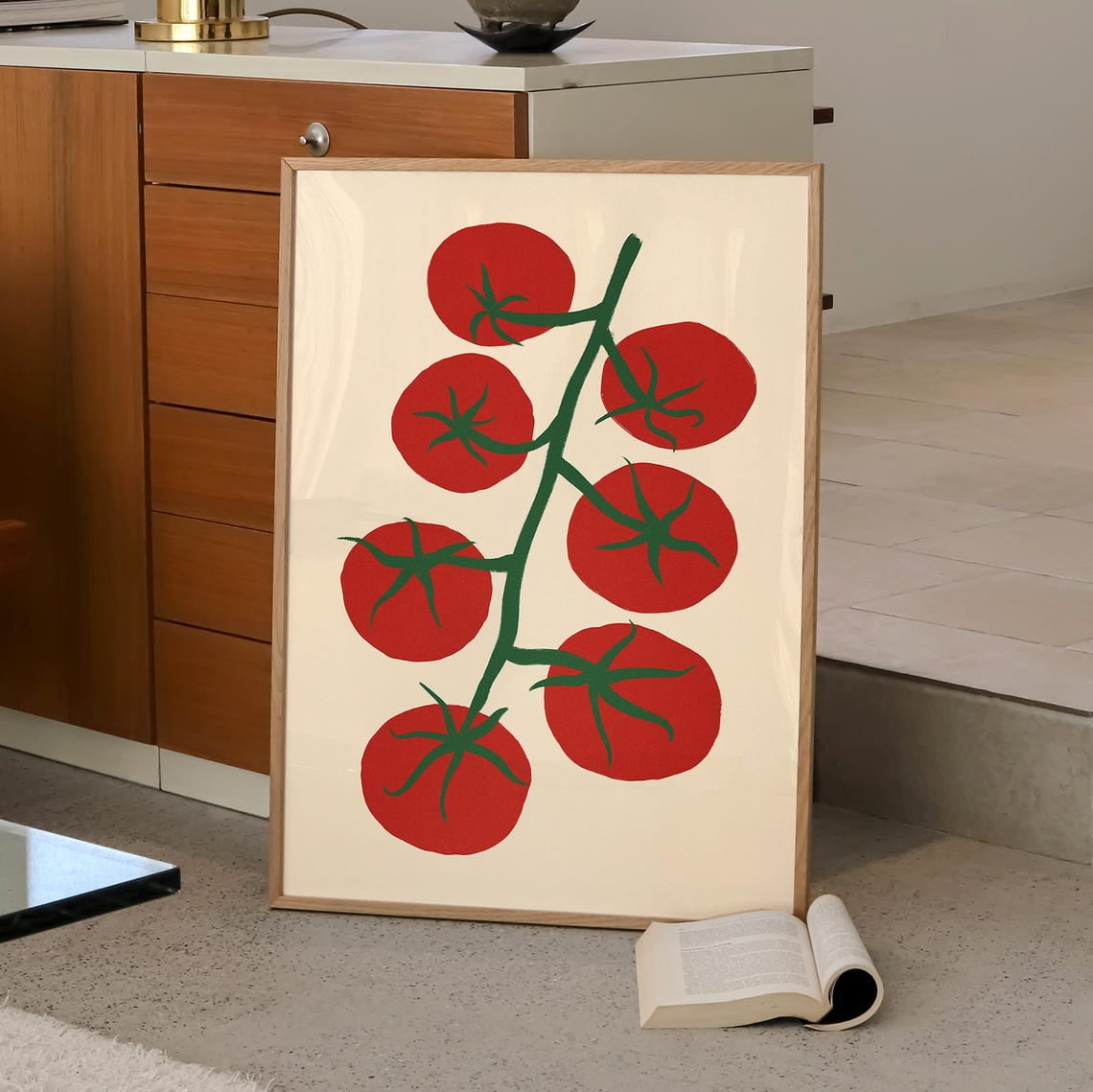 Tomatoes Art Print, Tomato Print, Tomatoes Poster, Food Retro Kitchen Decor, Cherry Tomatoes ...