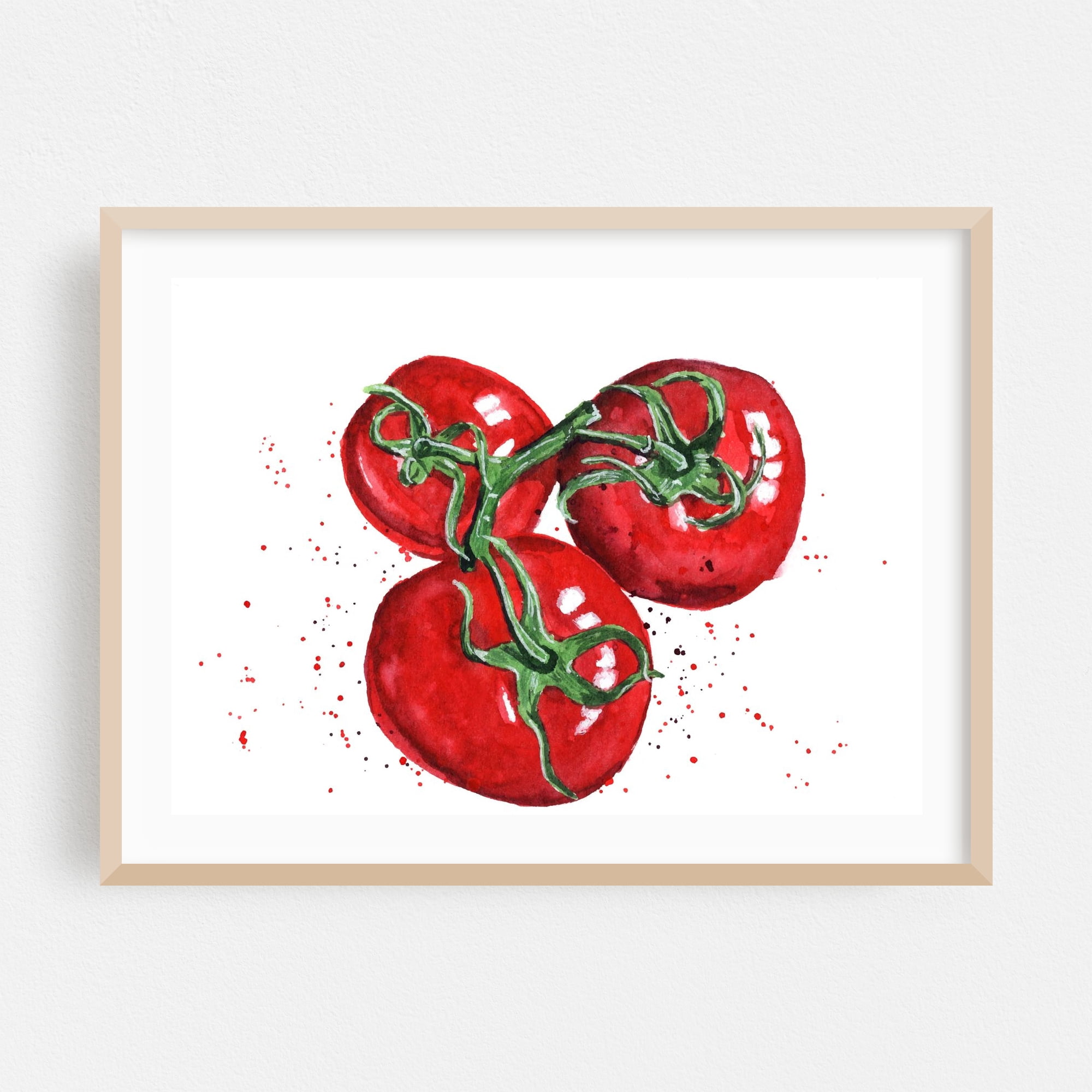 Tomatoes - Painting Watercolor Fruit Kitchen Decor Botanical ...