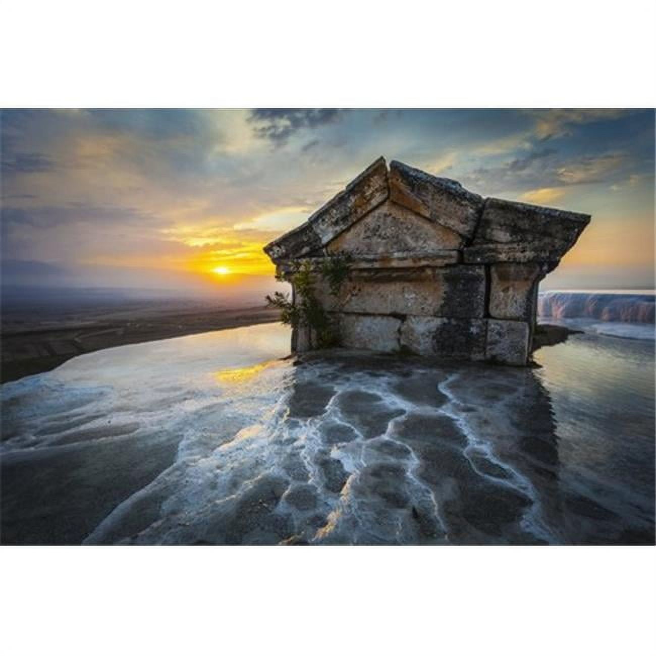 Tomb Submerged in a Travertine Pool in Hierapolis At Sunset - Pamukkale ...