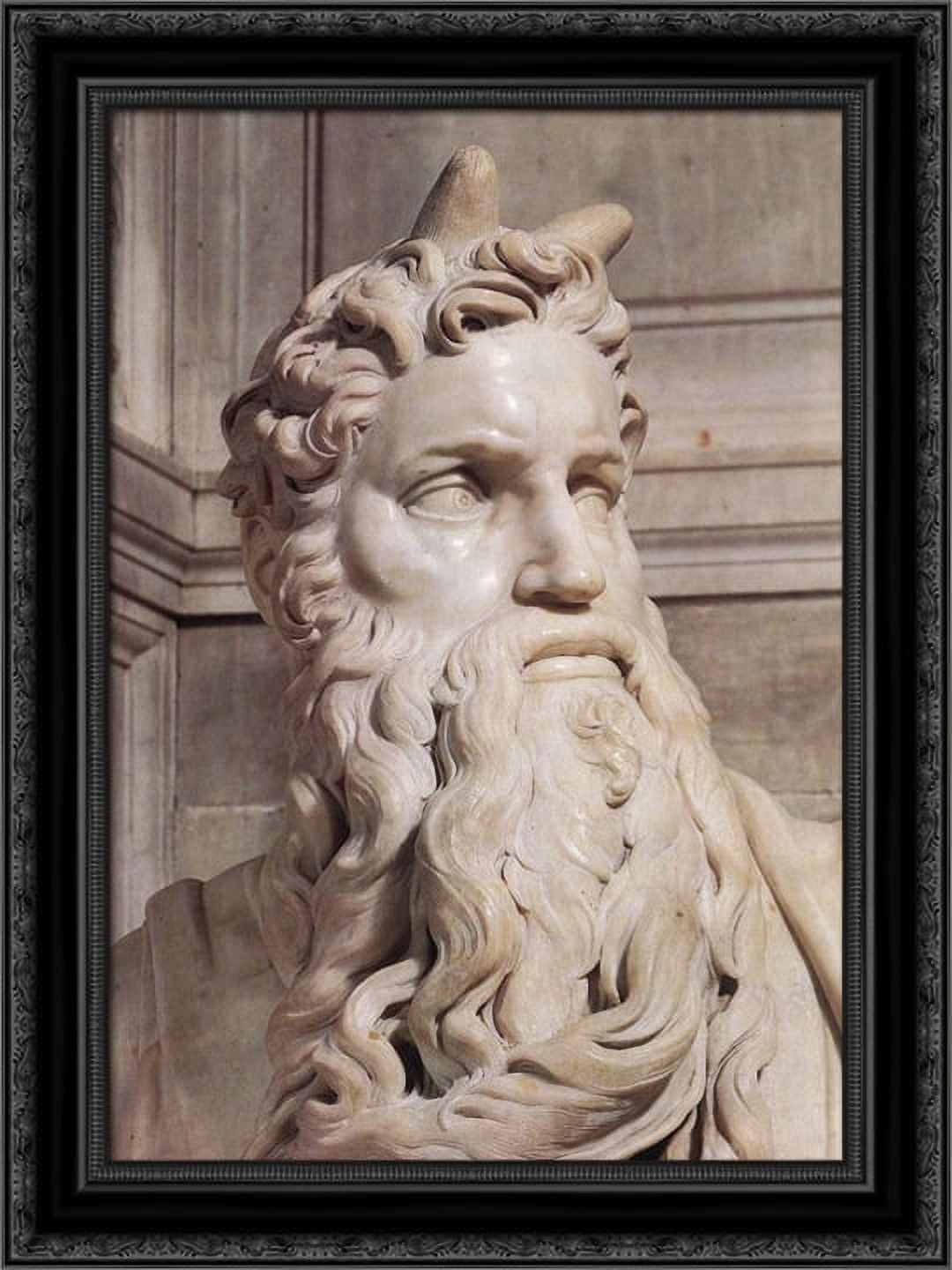 Tomb of Pope Julius II: Moses [detail: 1] 19x24 Black Ornate Wood ...