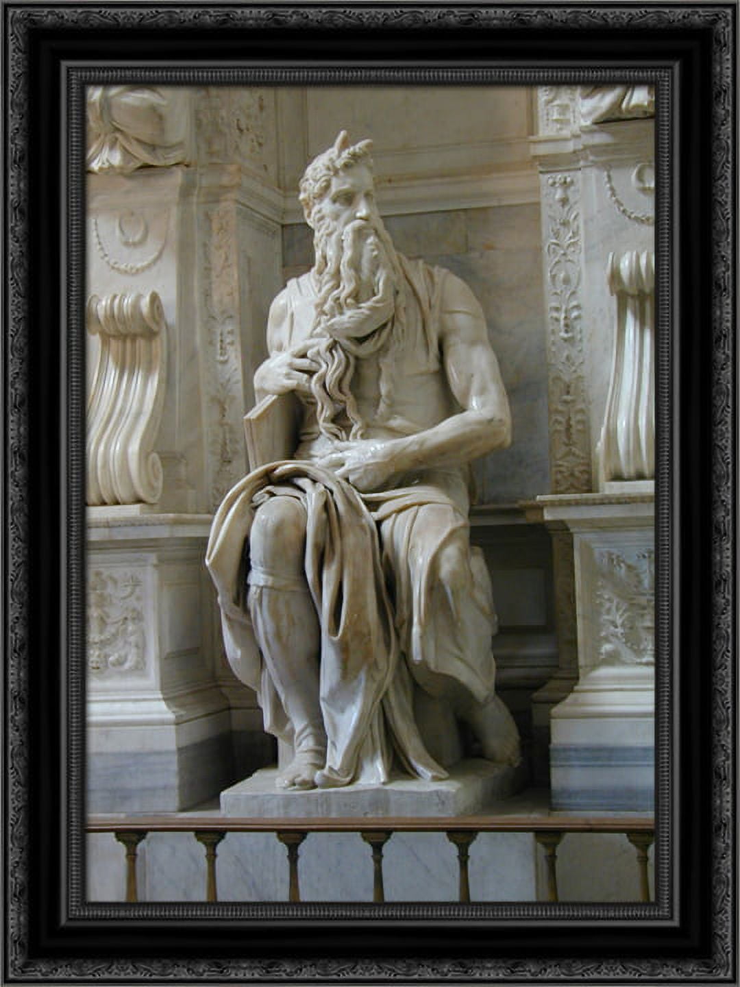 Tomb of Pope Julius II: Moses [detail: 2] 20x24 Black Ornate Wood ...