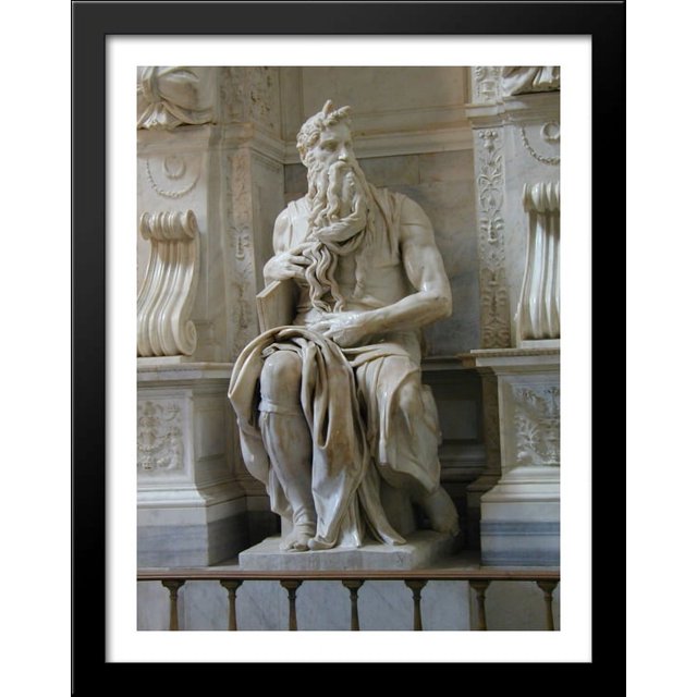 Tomb of Pope Julius II: Moses [detail: 2] 28x36 Large Black Wood Framed ...