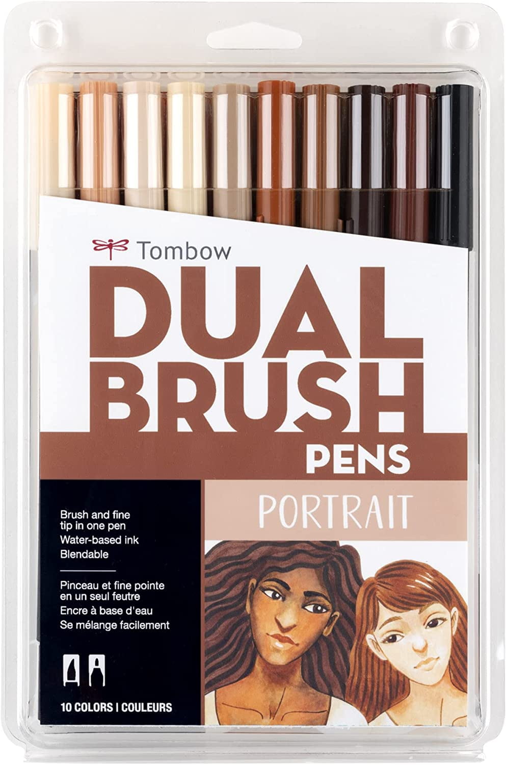 Tombow 56170 Dual Brush Pen Art Markers, Portrait, 10-Pack. Blendable ...