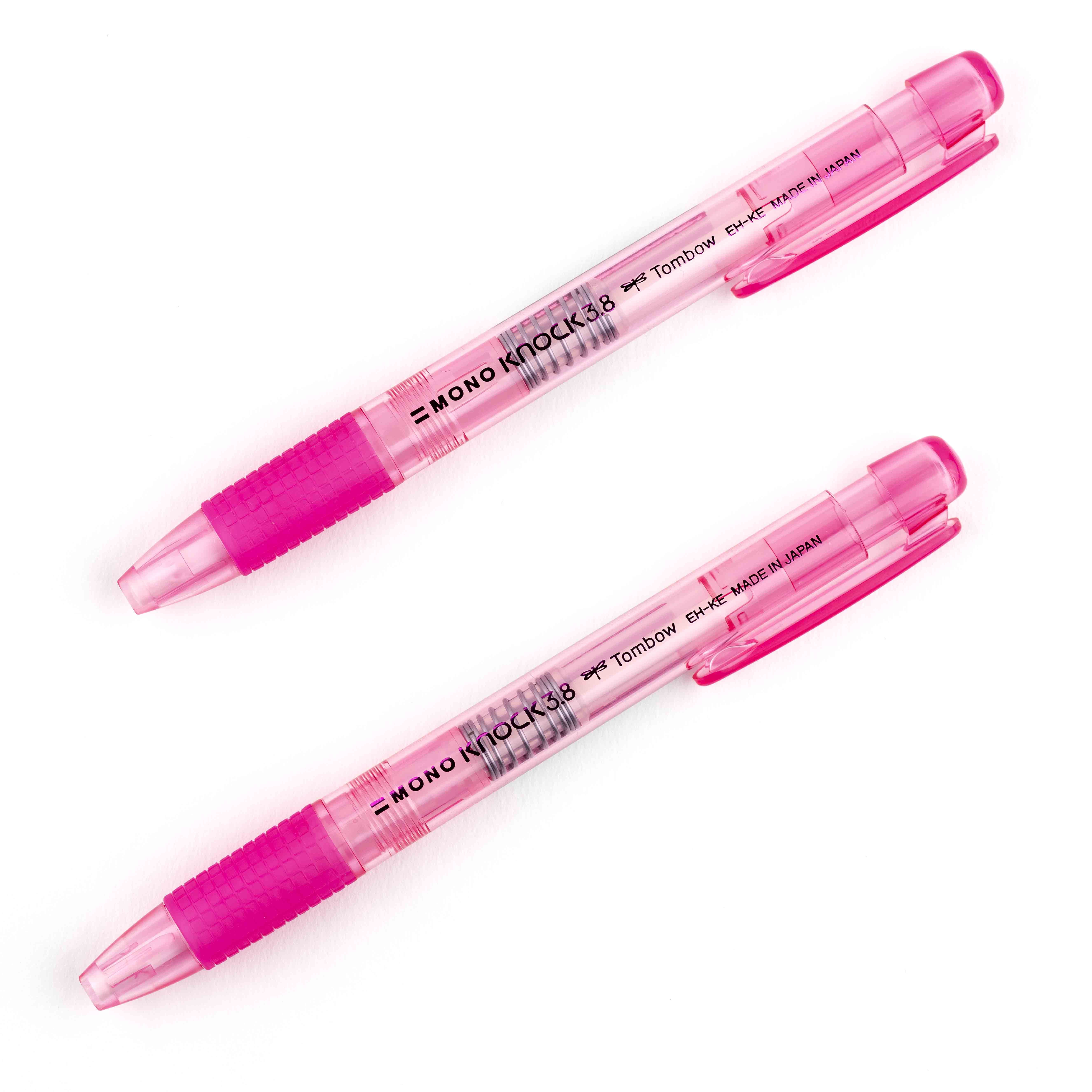 Tombow 72479 MONO Knock Eraser, Pink, 2-Pack. Easy to Use Pen-Style ...