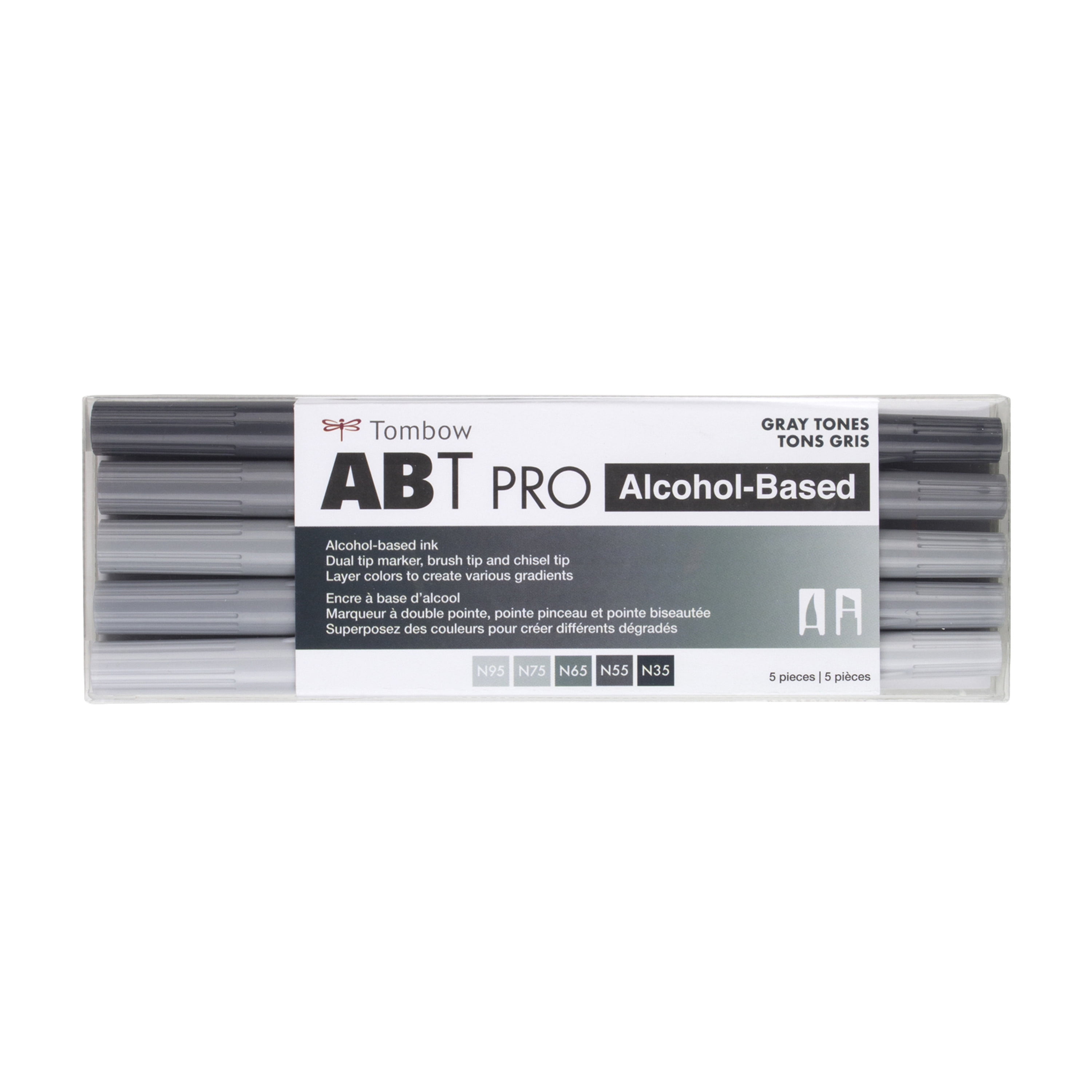 Tombow ABT PRO Alcohol-Based Art Marker Set, 5-Colors, Gray Tones ...
