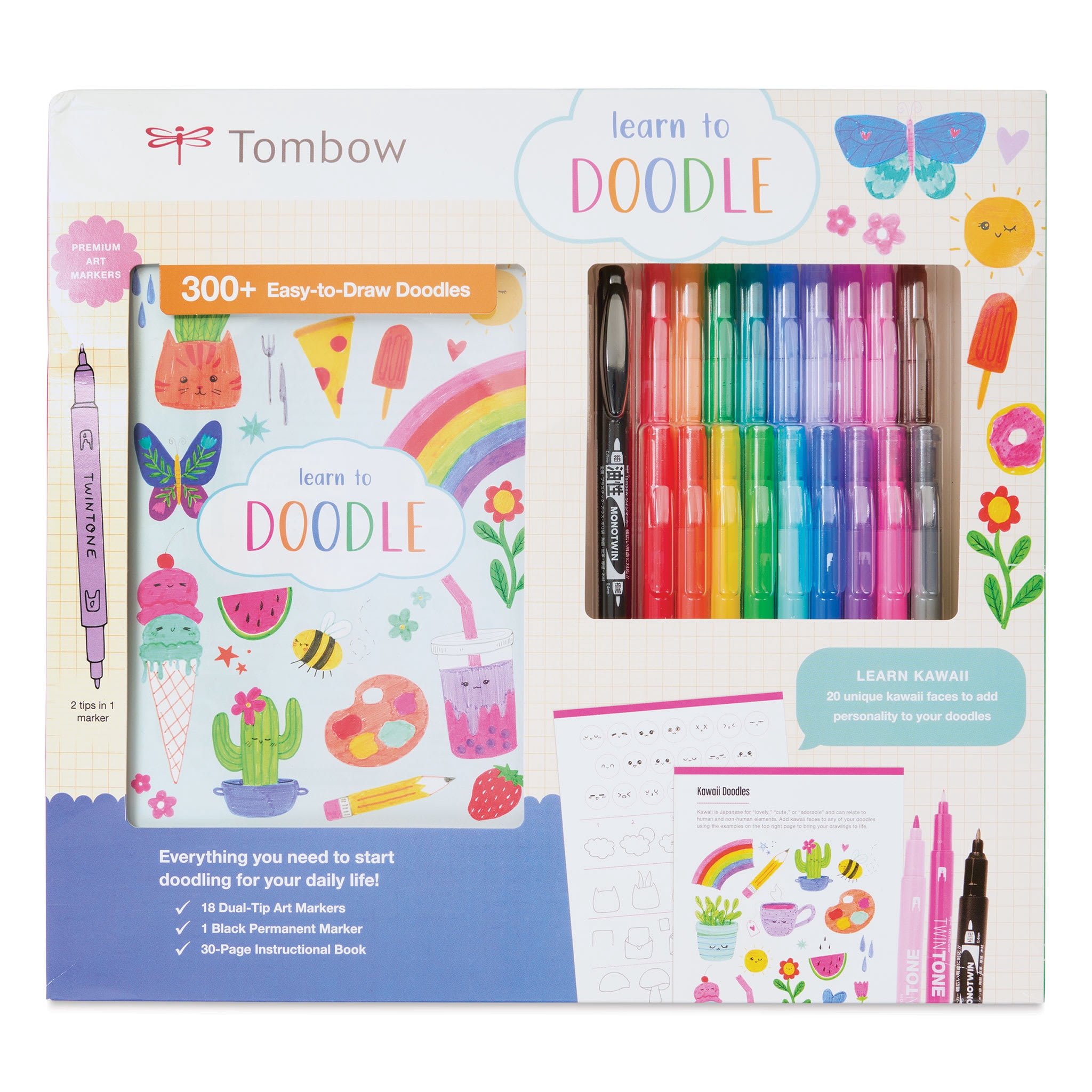 Tombow Learn to Doodle Kit, Drawing Pens and Markers, Adorable Kawaii ...