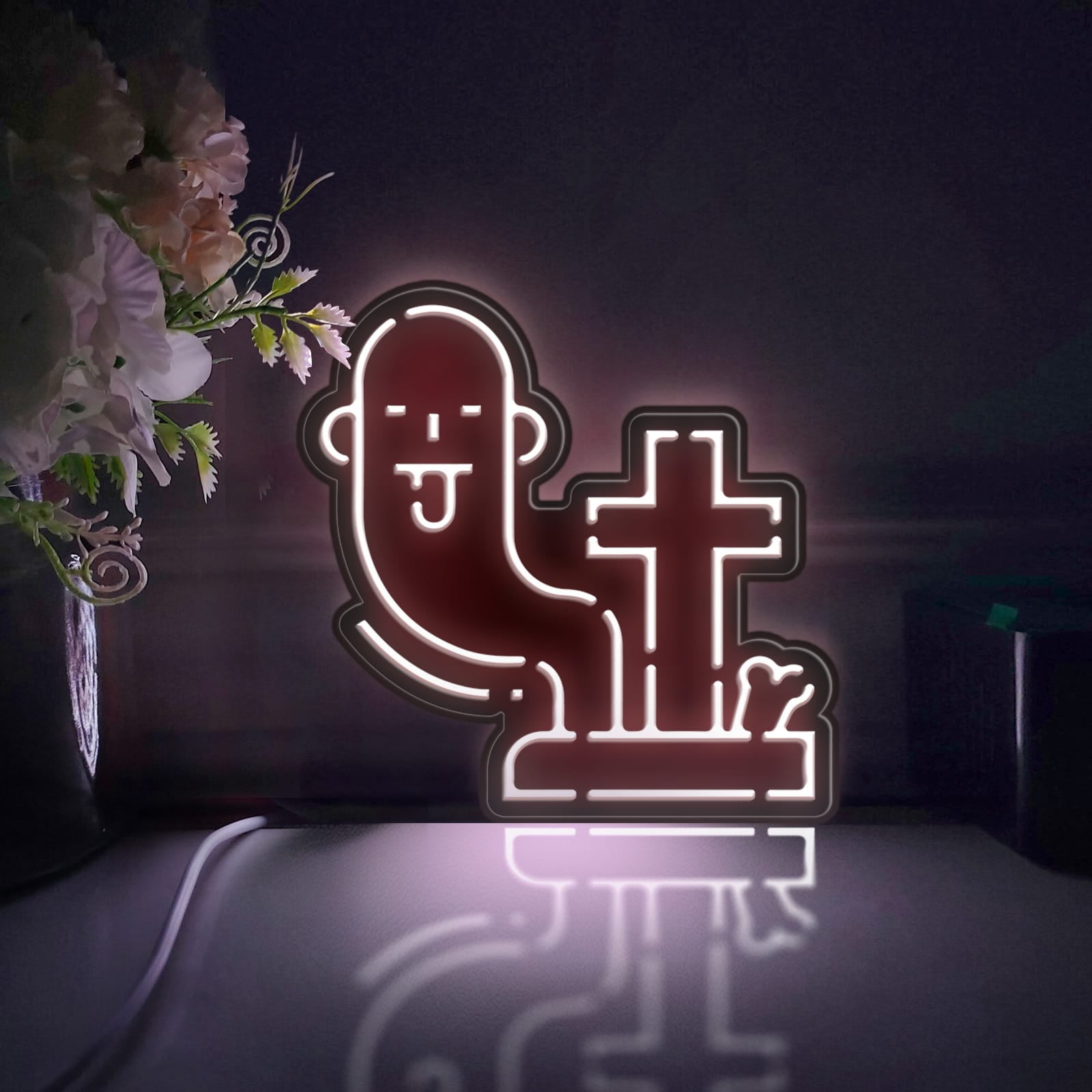 Tombstone And Ghost Led Light Box, Dimmable Neon-Like Light Signs USB ...