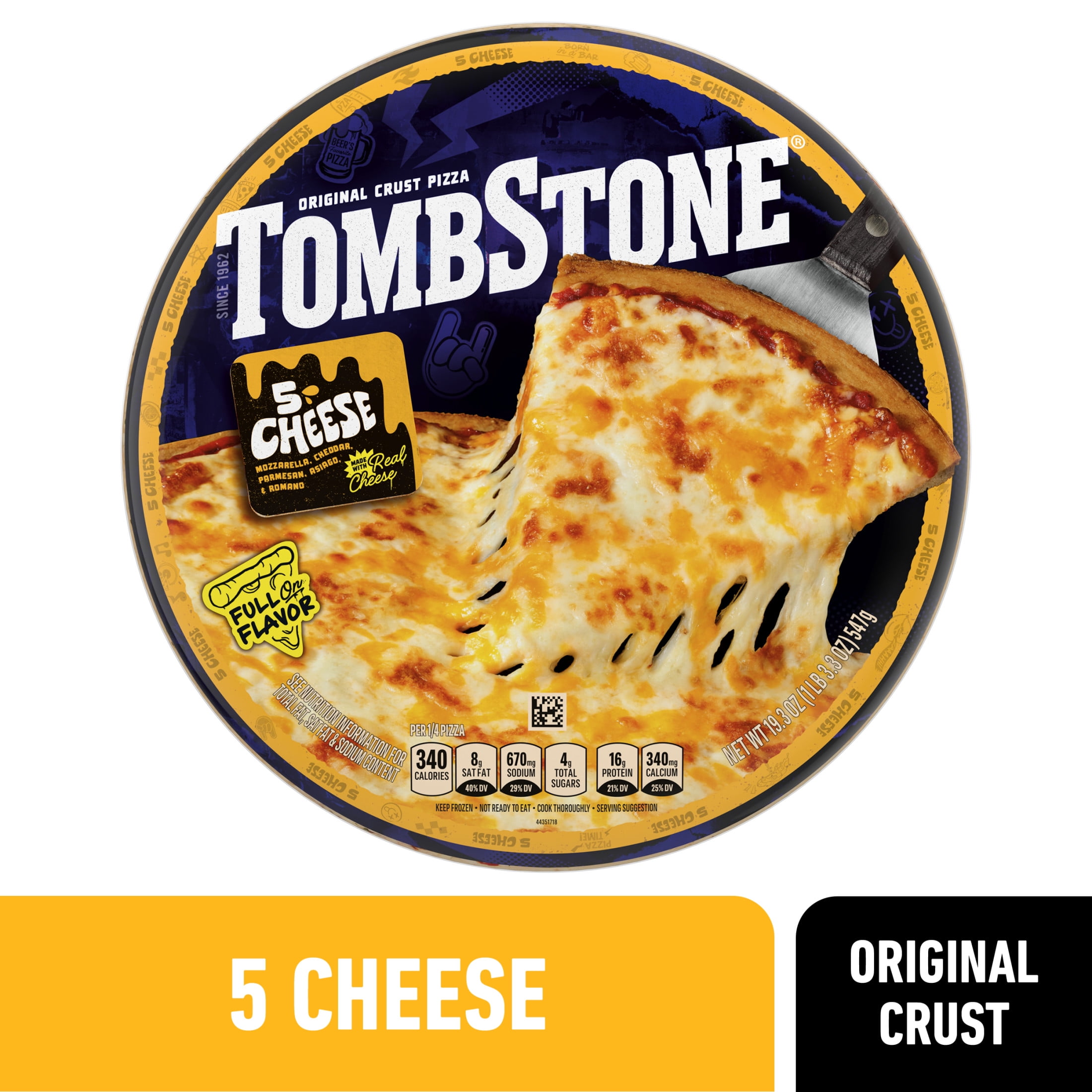 Tombstone 5 Cheese Frozen Pizza, Original Crust, 19.3 oz (Frozen ...