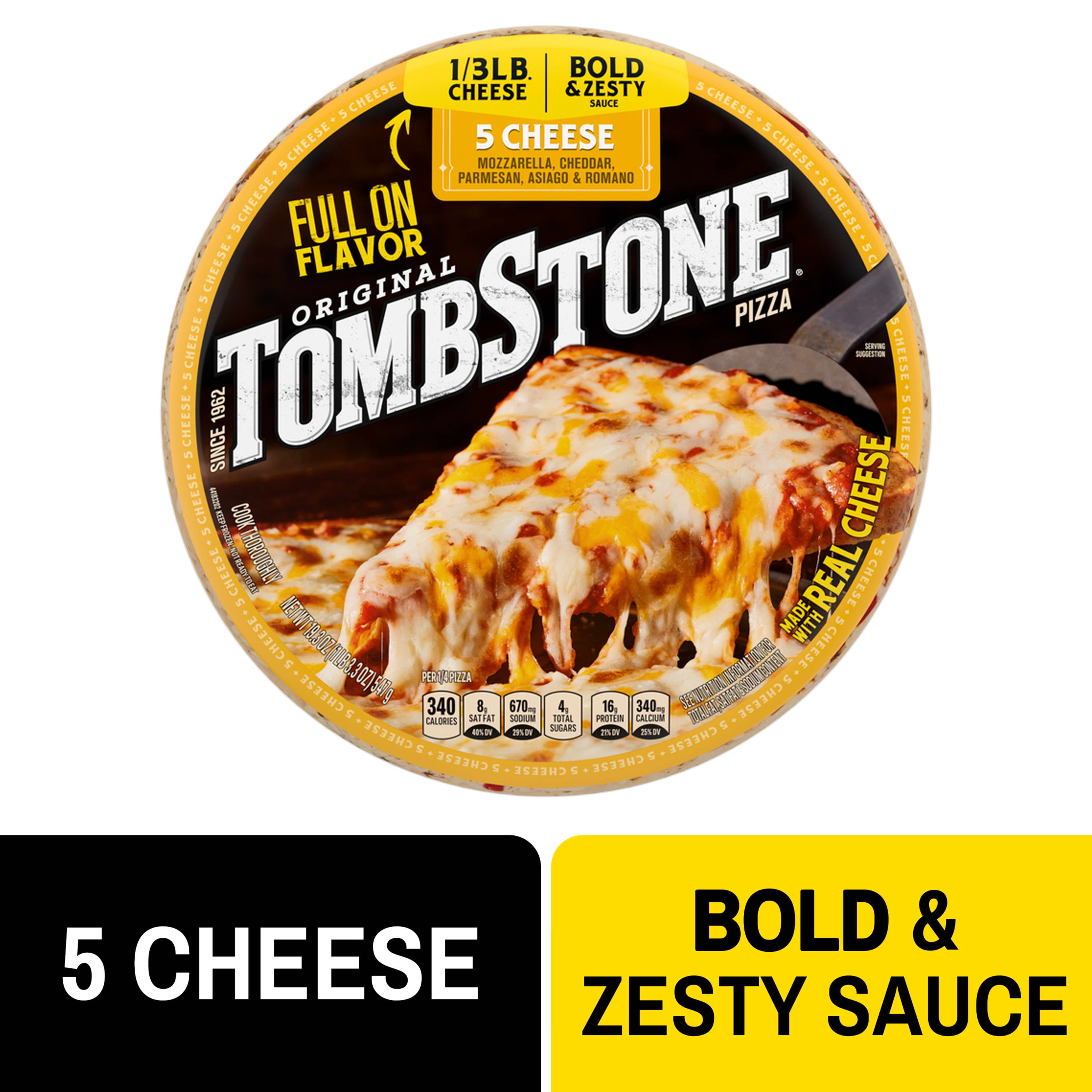 Tombstone Frozen Pizza, Five Cheese Thin Crust, Pizza with Marinara ...