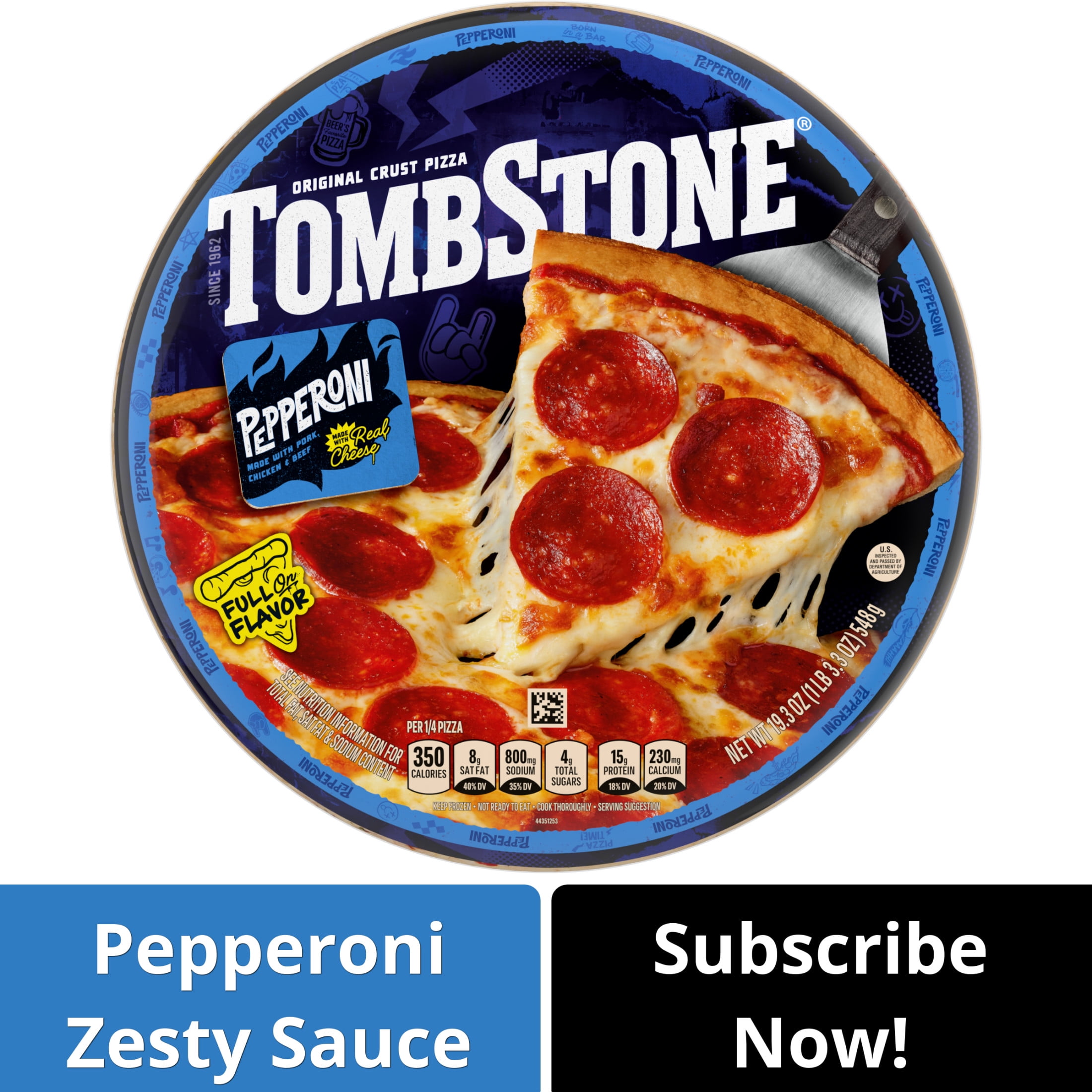 Tombstone Pepperoni, Original Thin Crust Pizza, 19.3 oz (Frozen ...