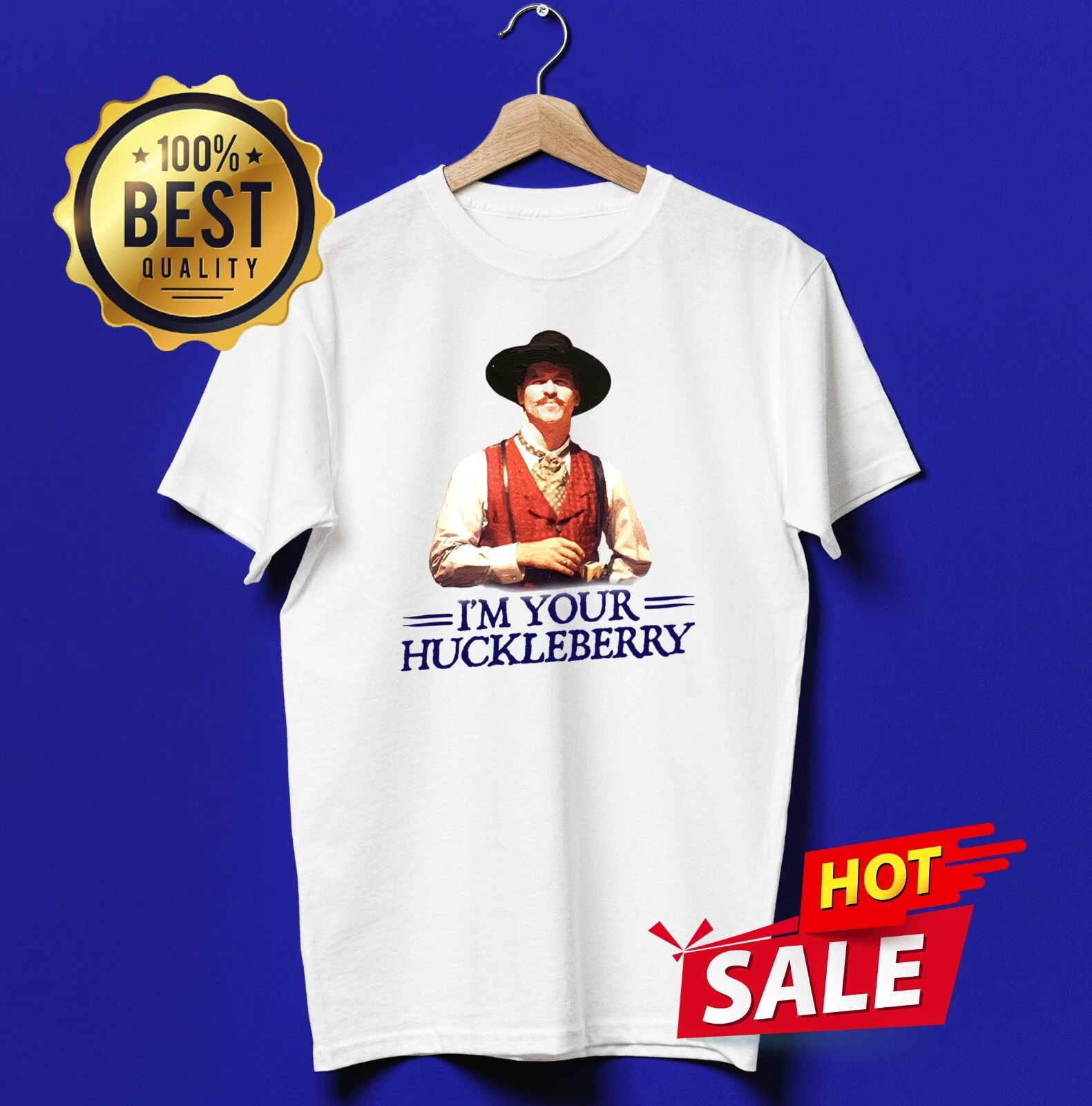 Tombstone I'm Your Huckleberry WHITE T-Shirt | eBay - Walmart.com