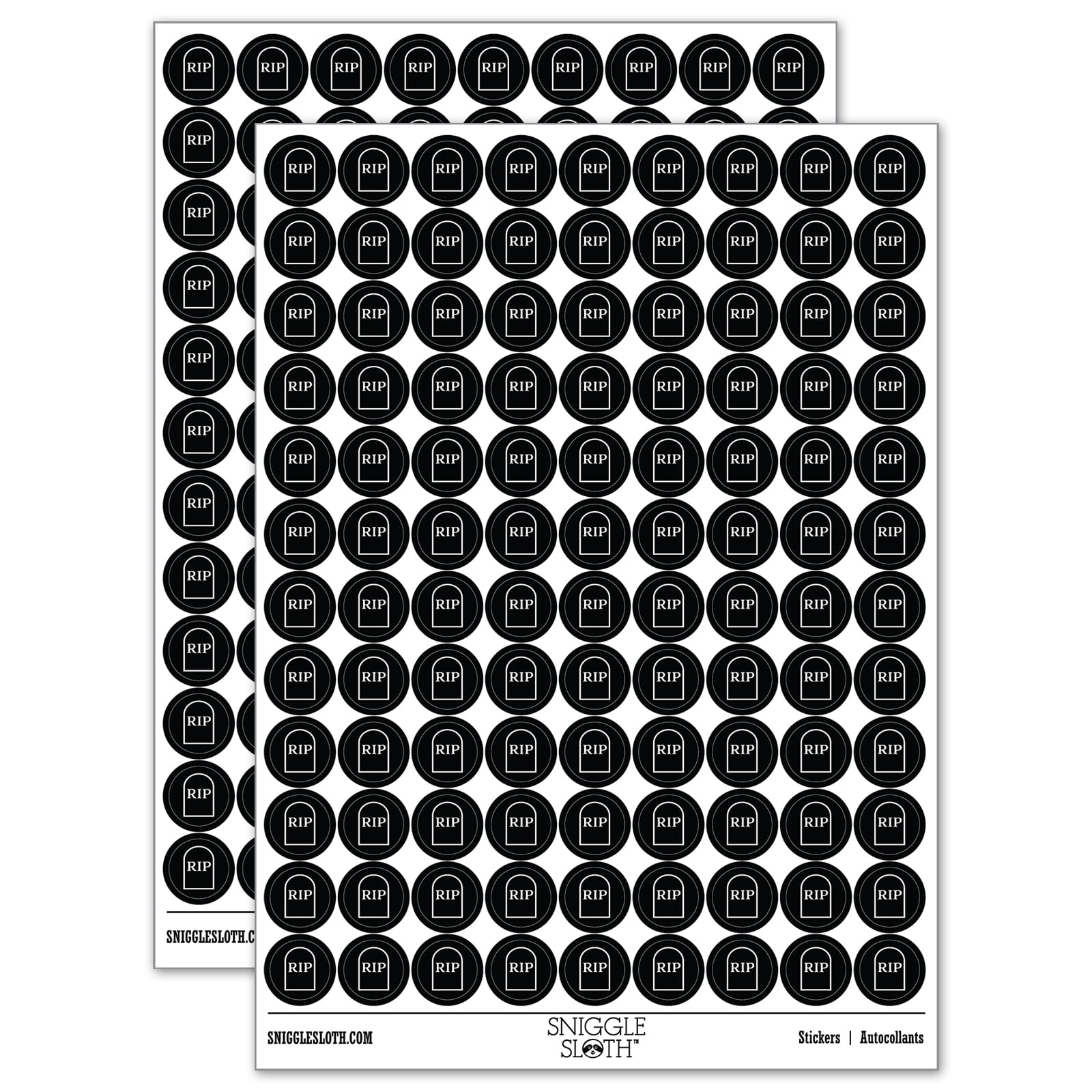 Tombstone RIP Halloween Round Sticker Set - Black - Matte Finish - 0.50 ...