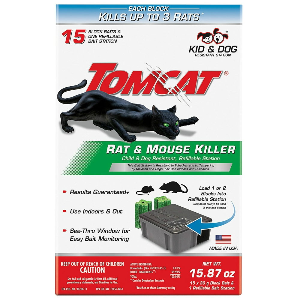 Tomcat 0370910 Rat & Mouse Killer with 1-Rat Station & 15-30 gm Blocks ...