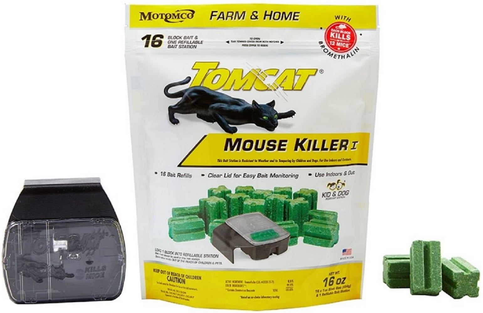 Tomcat Mouse Killer 22786, Indoor/Outdoor Bait Station, 16 Pack 1oz ...