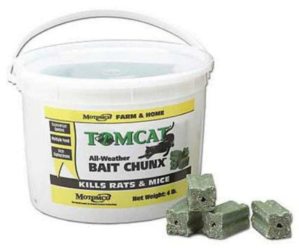 Motomco Tomcat All-Weather Rodent Bait, 4lb Chunx, 1oz Blocks, Kills in ...