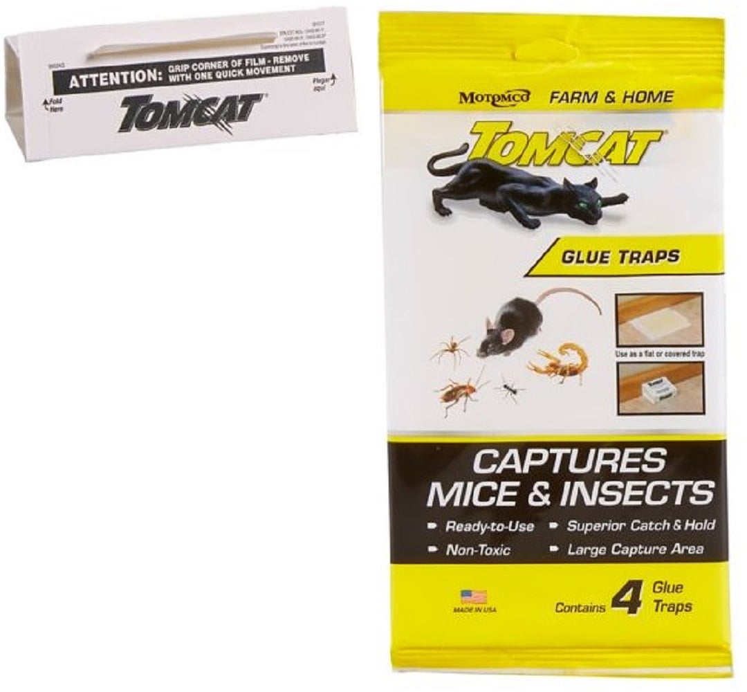 Tomcat 32509 Indoor and Outdoor Rodent and Insect Glue Traps 4 Pack ...