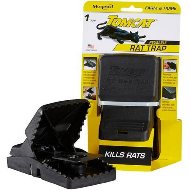 Tomcat 33521 Indoor and Outdoor Rat Snap Trap Reusable Plastic Black ...
