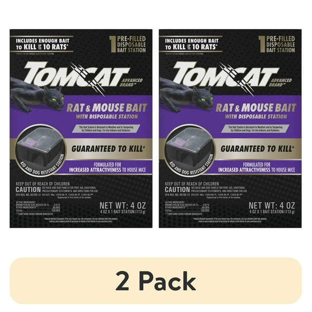 (2 pack) Tomcat Advanced Brand Rat & Mouse Bait with Disposable Station ...
