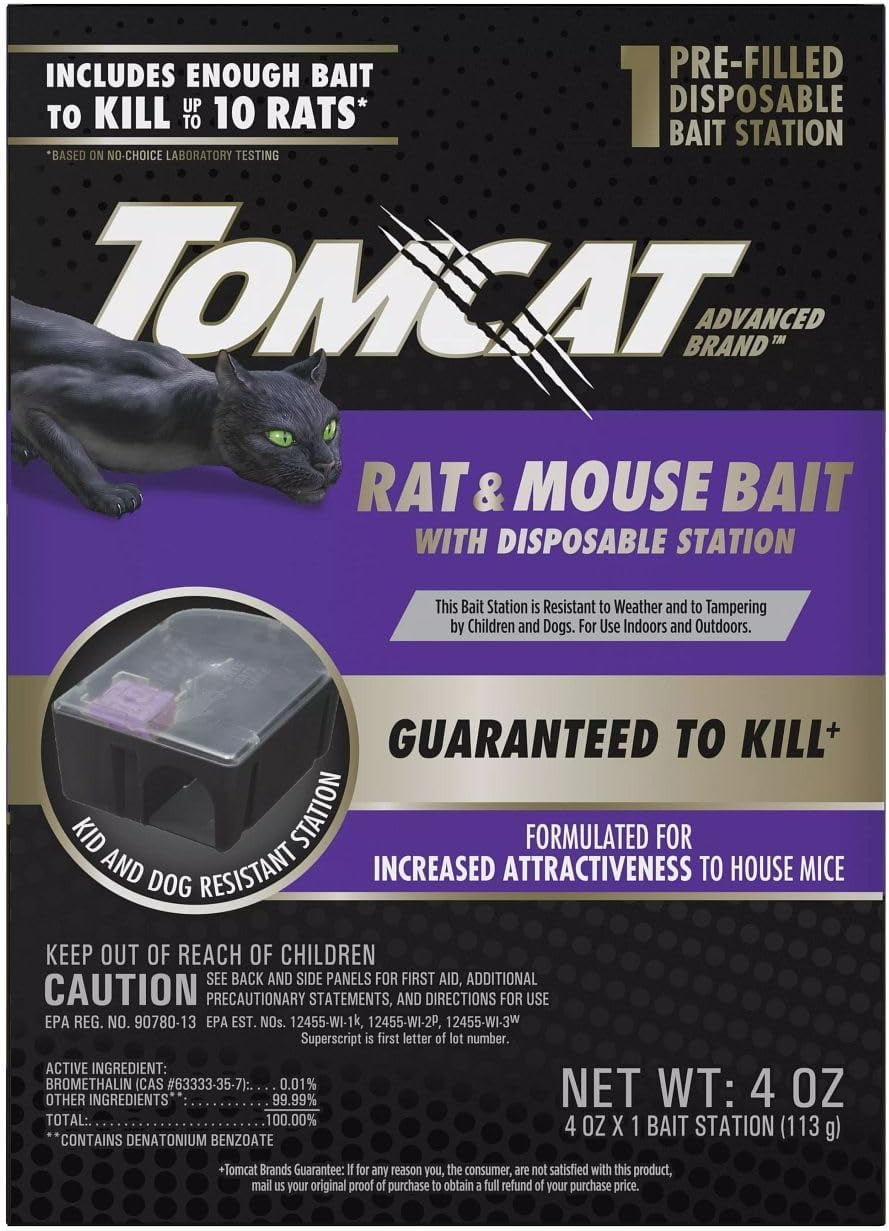 Tomcat Advanced Brand Rat & Mouse Bait with Disposable Station, Indoor ...