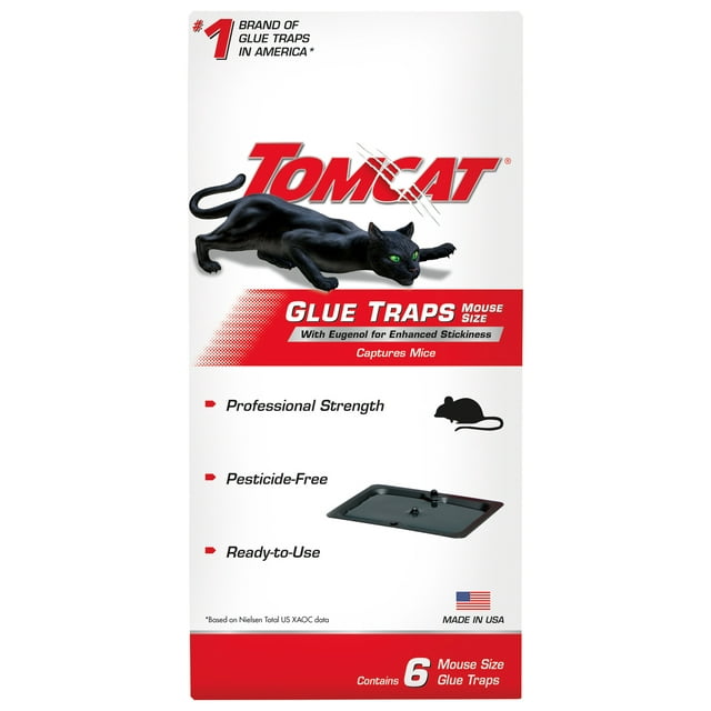 Tomcat Sticky Glue Traps, Mouse Size with Eugenol, 6 Ready-To-Use Traps ...