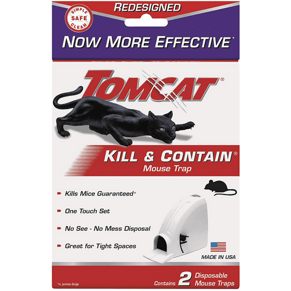 Tomcat Kill & Contain Mouse Trap, No-Touch Design, Bait & Disposable, 2 ...