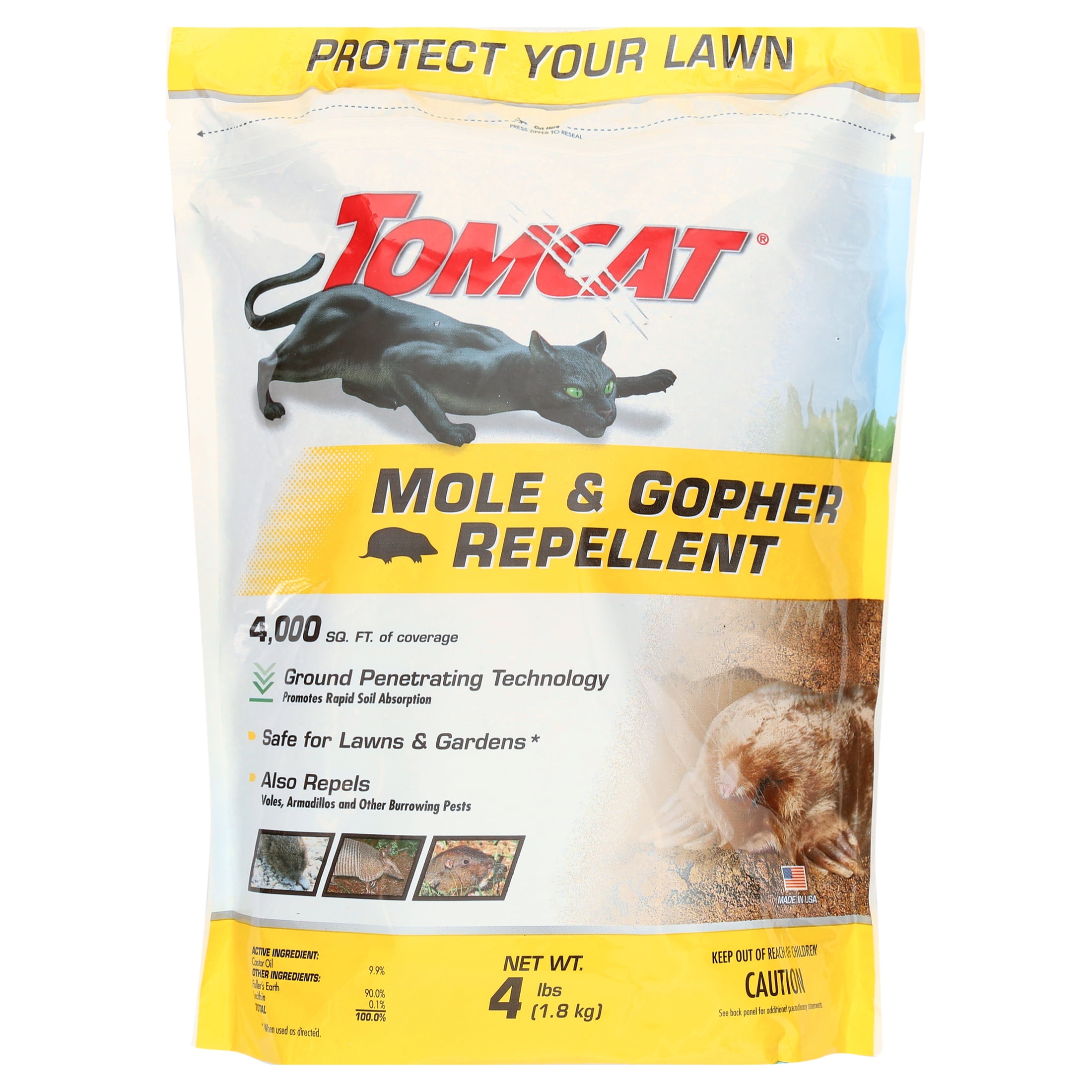Tomcat Mole Gopher Repellent Granules Safe for Lawn and Garden Formulated with Castor Oil 4 lb