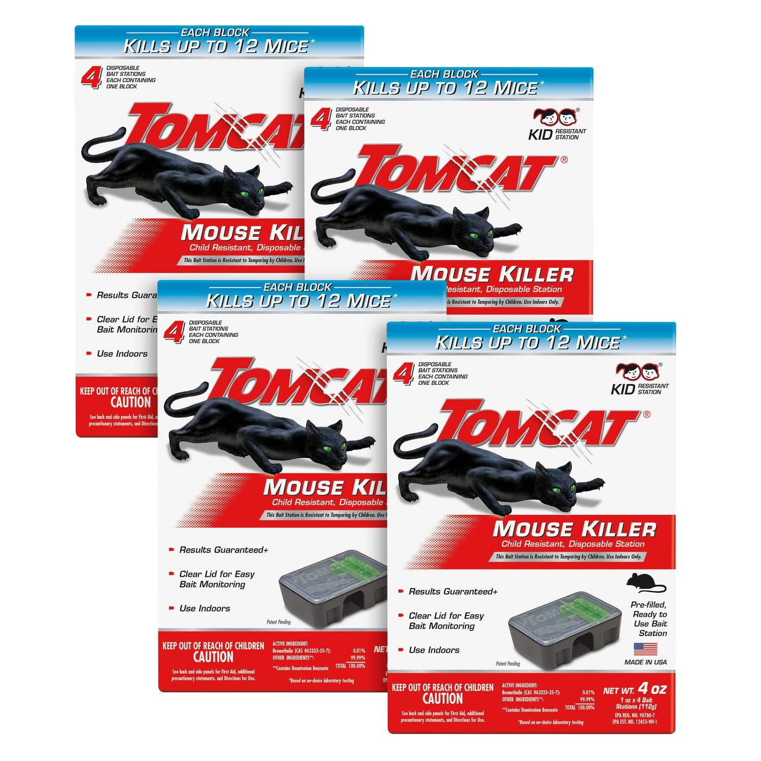 Tomcat Mouse Killer Child Resistant, Disposable Station, 4-Pack 16 ...
